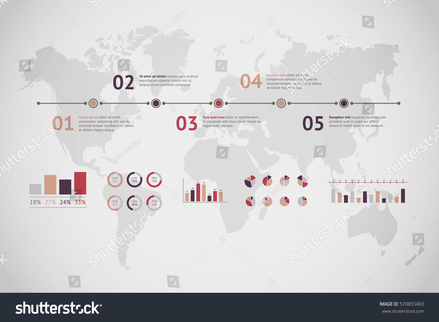 Timeline Vector Infographic World Map Stock Vector (Royalty Free) 570855493