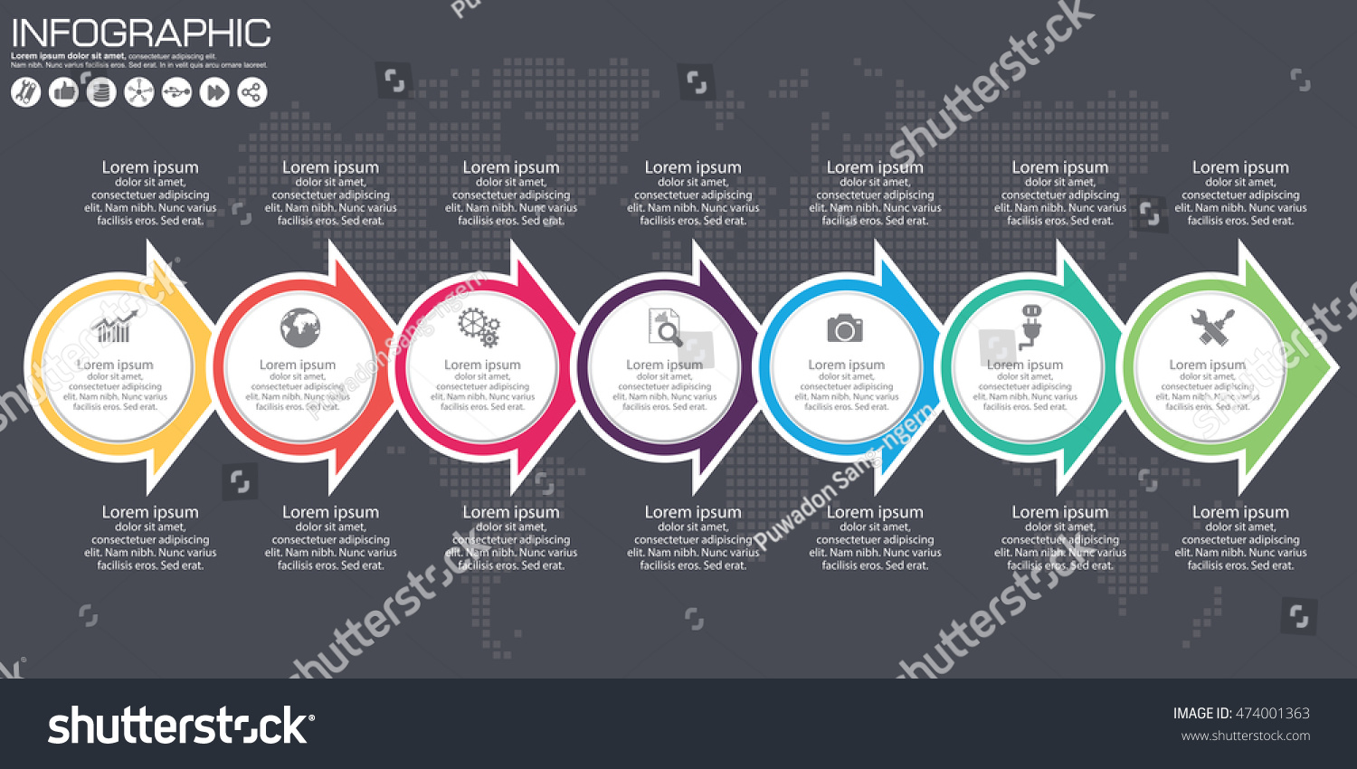 Timeline Vector Infographic World Map Background 库存矢量图（免版税）474001363 ...
