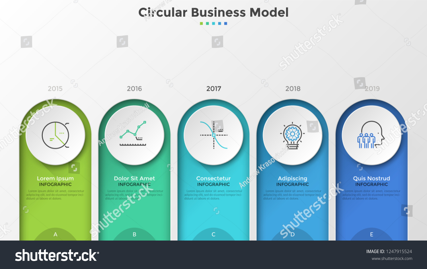 Timeline 5 Circular Elements Year Indication Stock Vector (Royalty Free ...