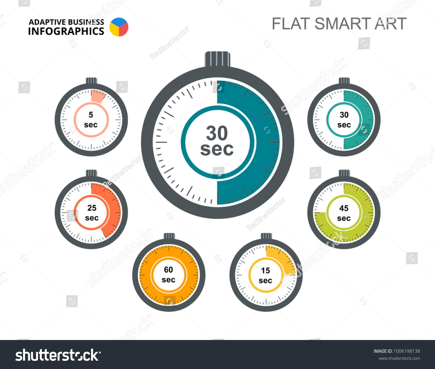 Timer Doughnut Charts Slide Template Stock Vector (Royalty Free) 1006198138