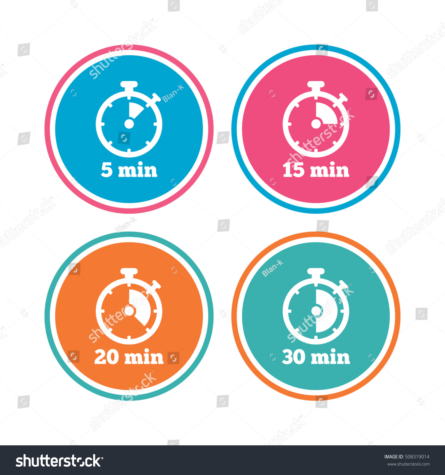 Timer Icons Five Minutes Stopwatch Symbol Stock Vector (Royalty Free ...