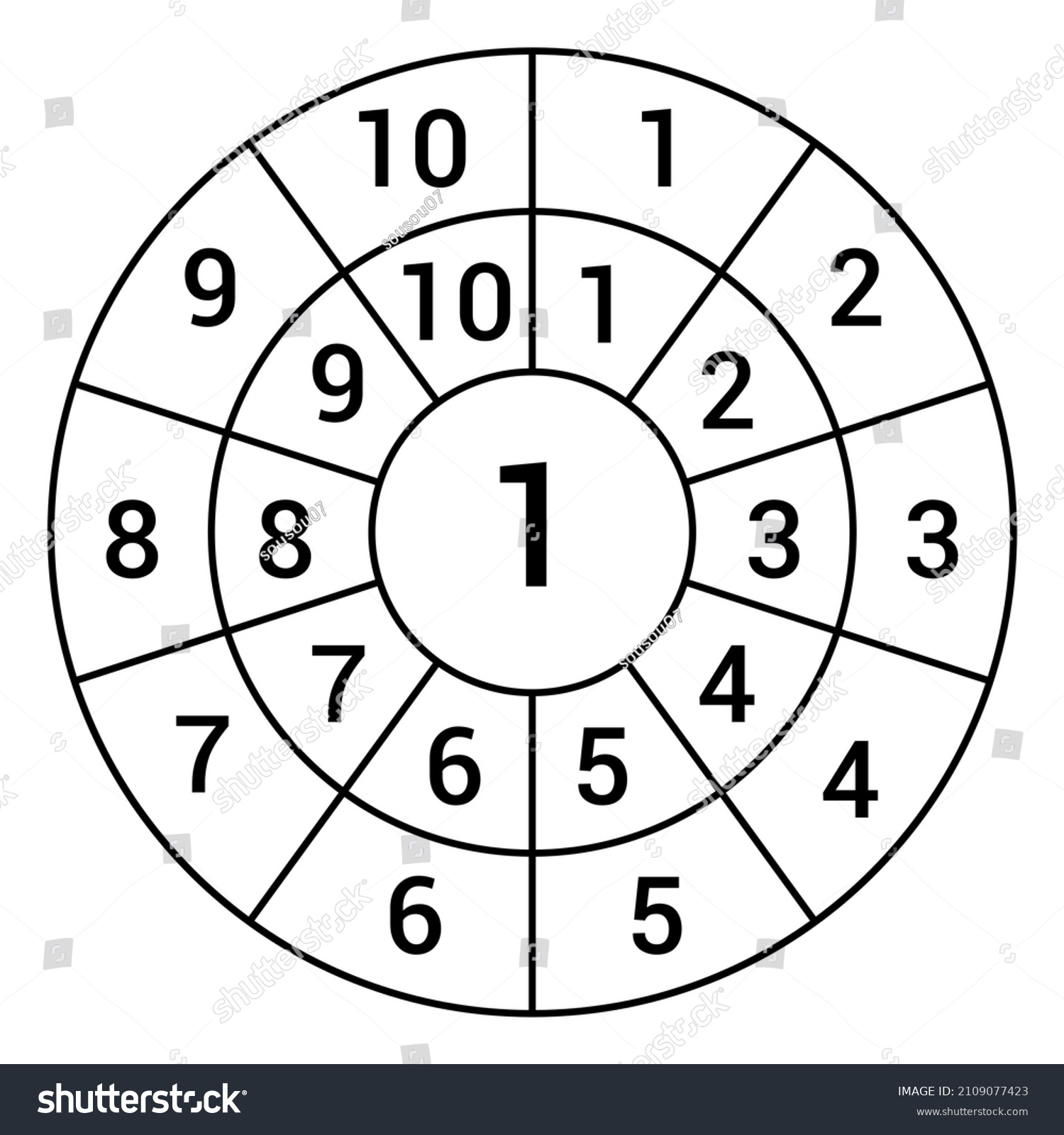Times Table Target Circle Worksheet Multiplication Stock Vector ...