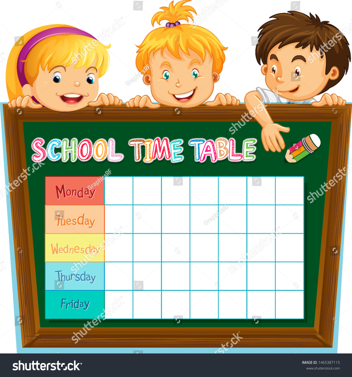 Timetable School Planning Characters Illustration: vetor stock (livre ...