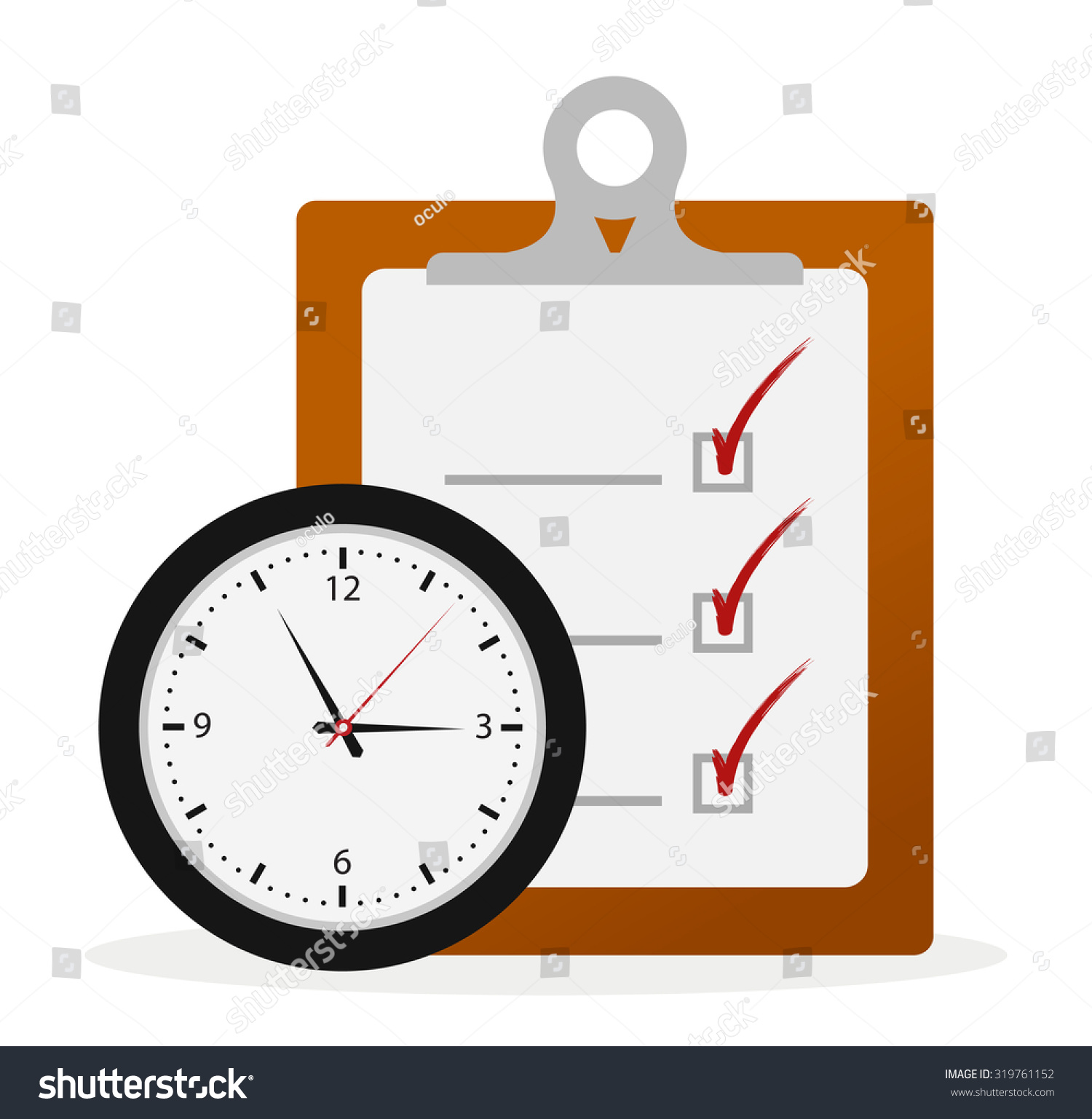 Timing Concept Check List Board Clock 스톡 벡터(로열티 프리) 319761152 ...