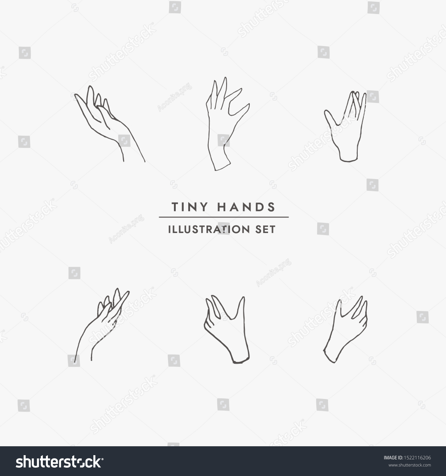 Vektor Stok Tiny Hands Vector Illustration Set Logos (Tanpa Royalti ...