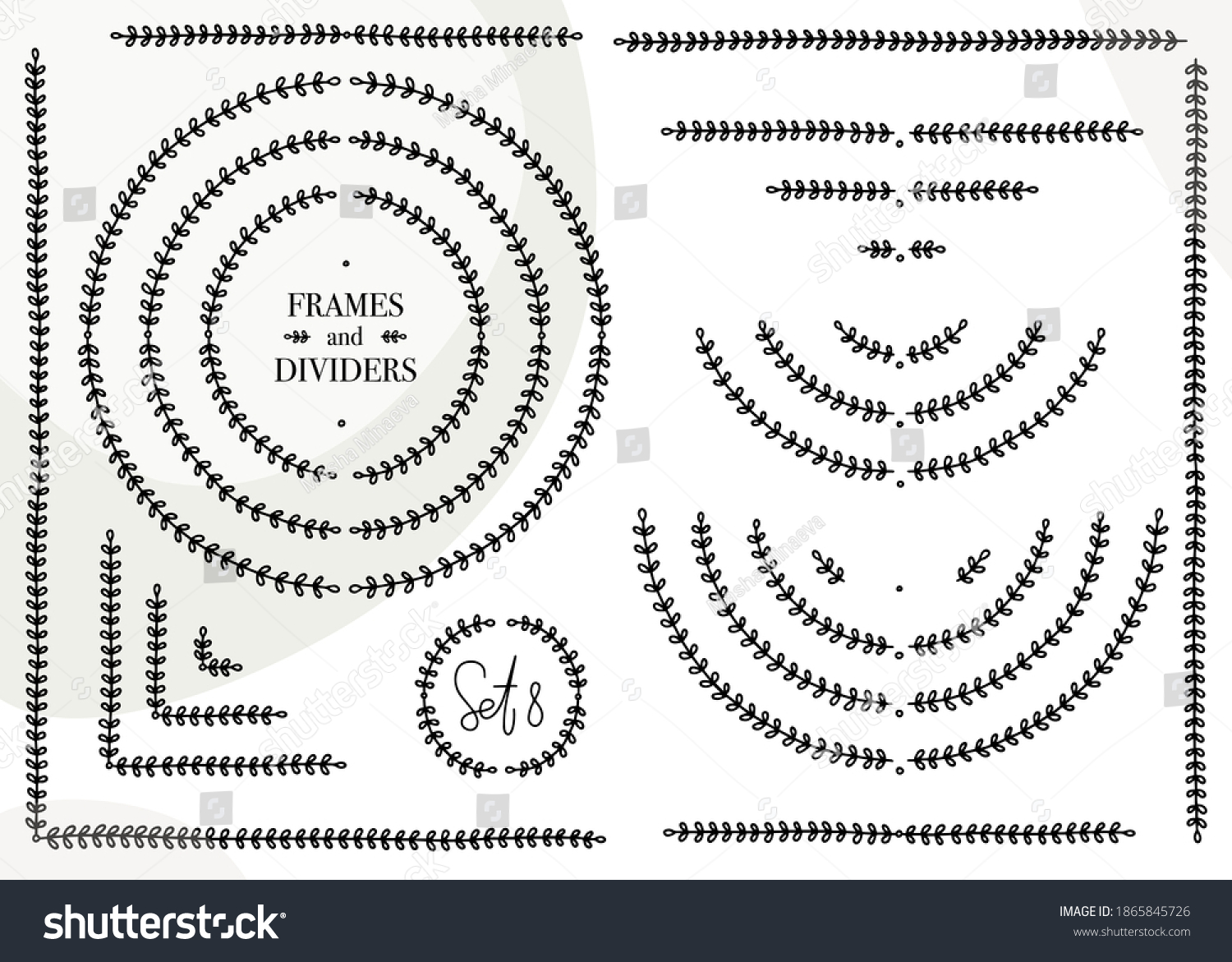 Tiny Leaf Text Dividers Circle Frames Stock Vector (Royalty Free ...