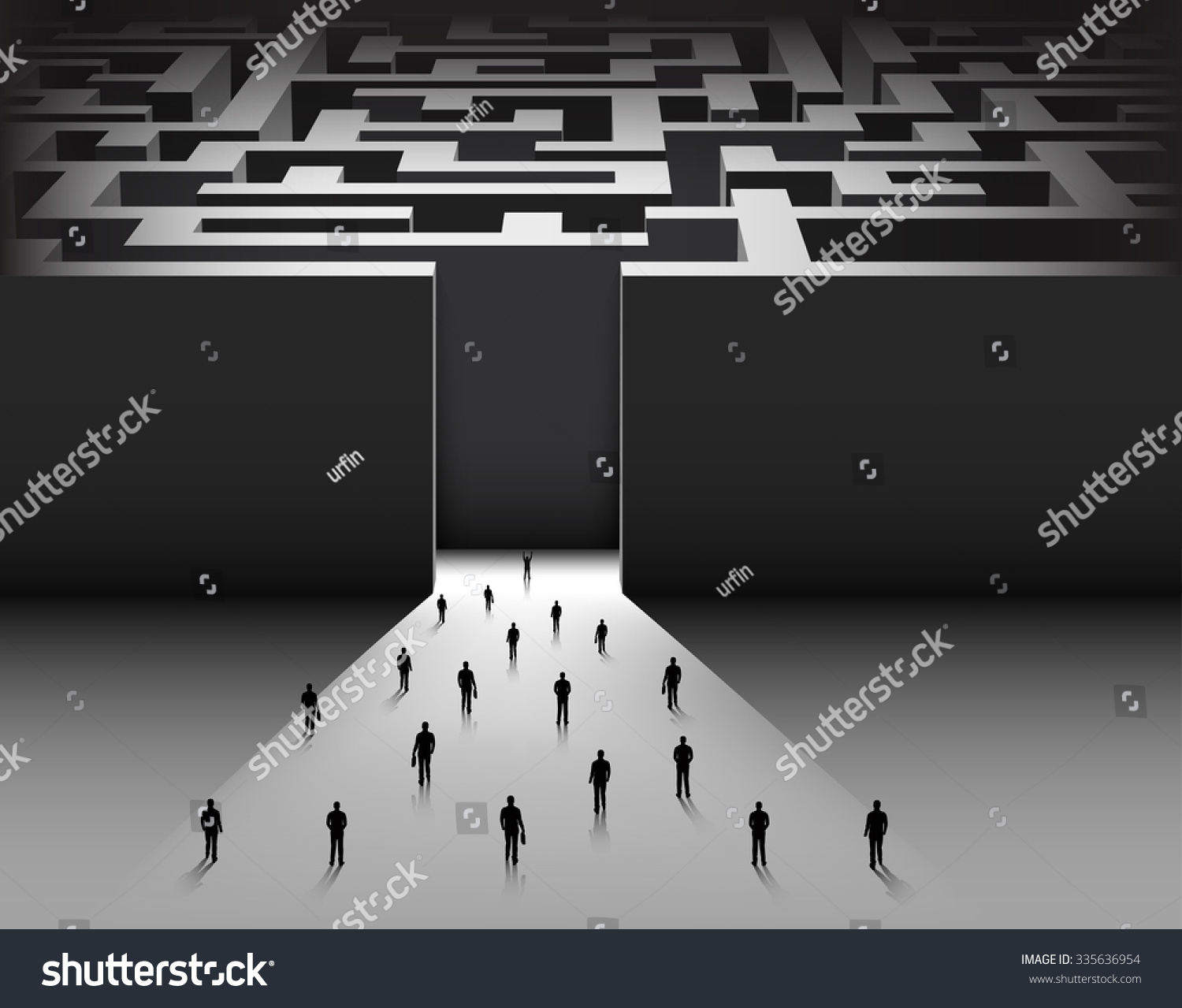 Tiny People Entering Maze Vector Illustration Stock Vector (Royalty ...