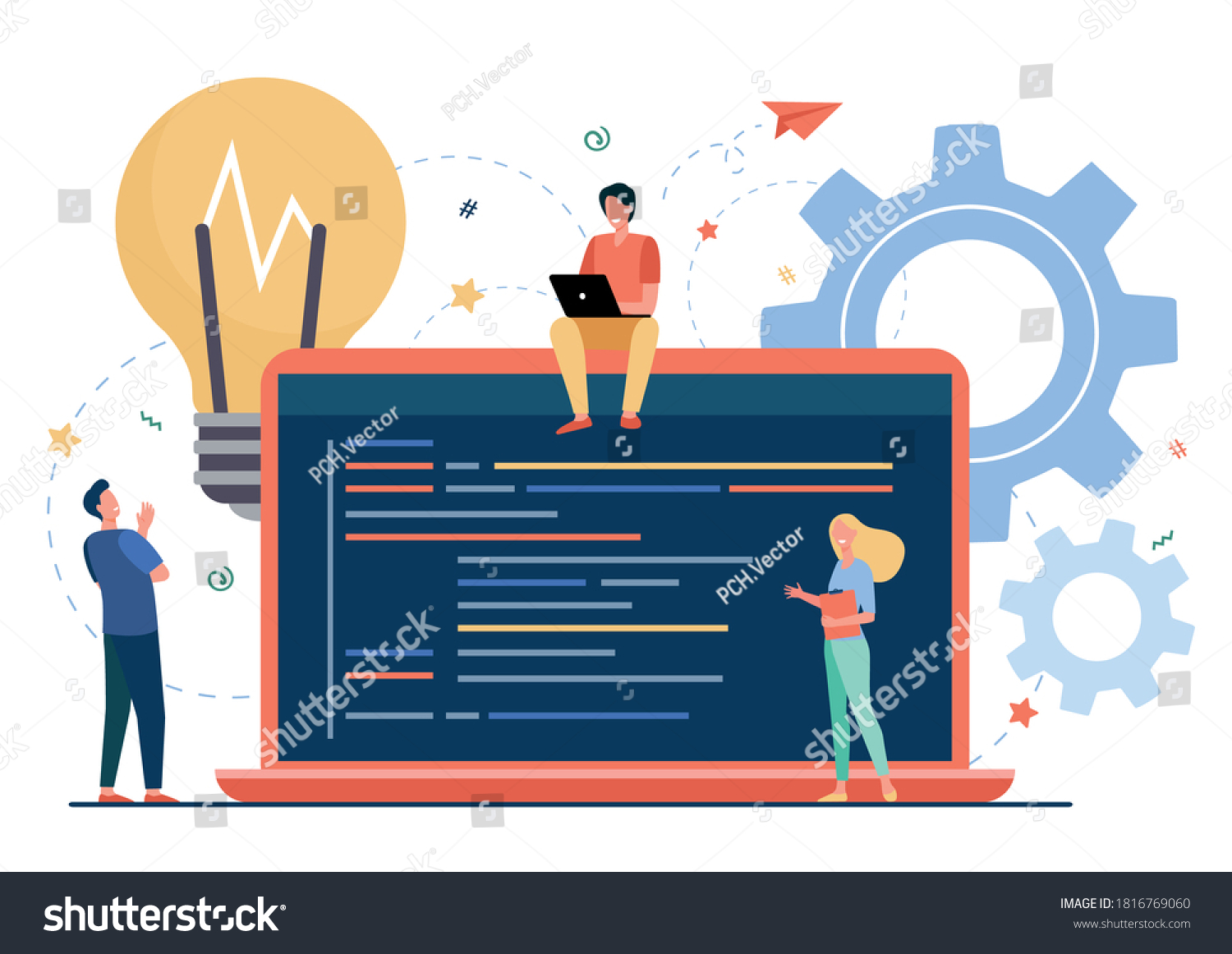 Tiny Programmers Coding New Project Isolated Stock Vector (Royalty Free ... Tiny Programmers Coding New Project Isolated Stock Vector (Royalty Free ...