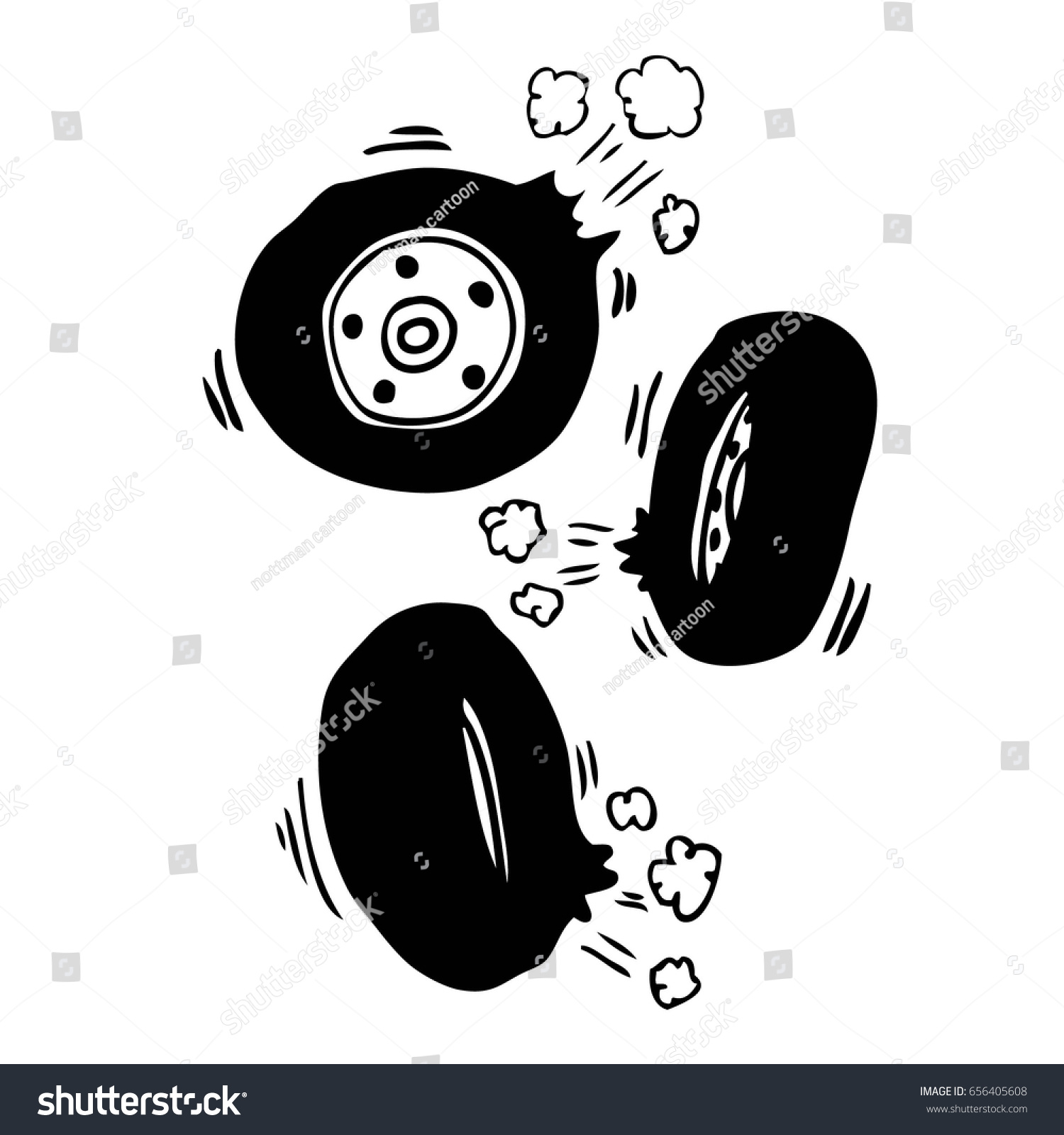 Tire Break Cartoon Stock Vector (Royalty Free) 656405608