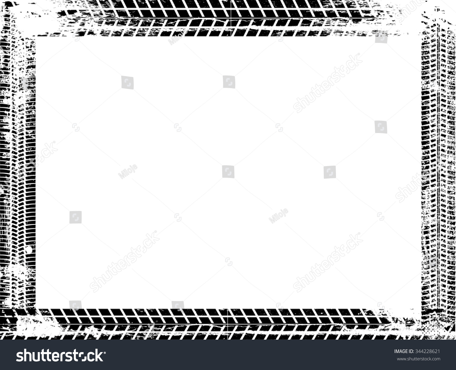 Tire Track Vector Border Frame Distressed Stok Vektör (Telifsiz) 344228621