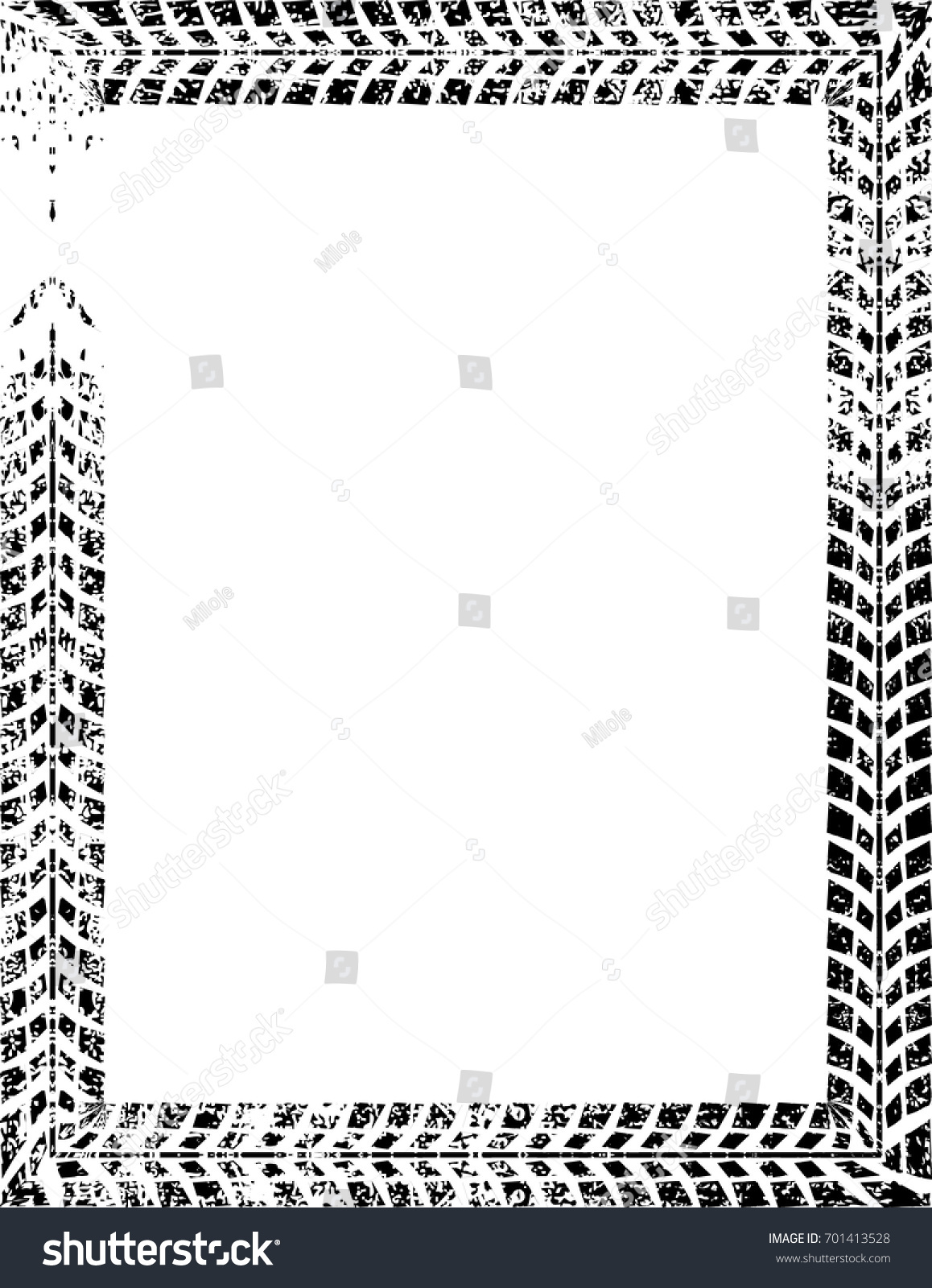 Tire Track Vector Rectangular Border Frame: vector de stock (libre de ...