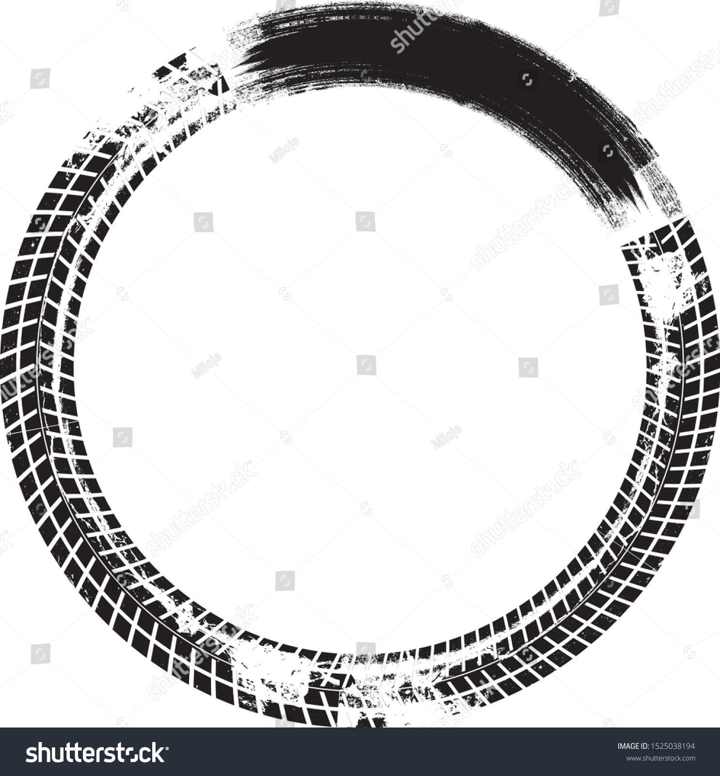 Tire Track Vector Round Border Frame Stock Vector (Royalty Free) 1525038194