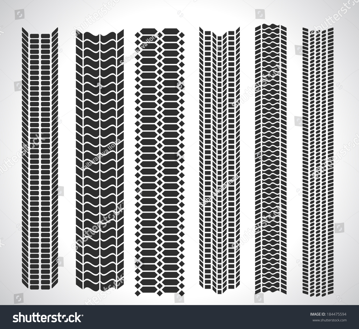 Tire Tracks Collection Vector Eps10 Stock Vector (Royalty Free) 184475594