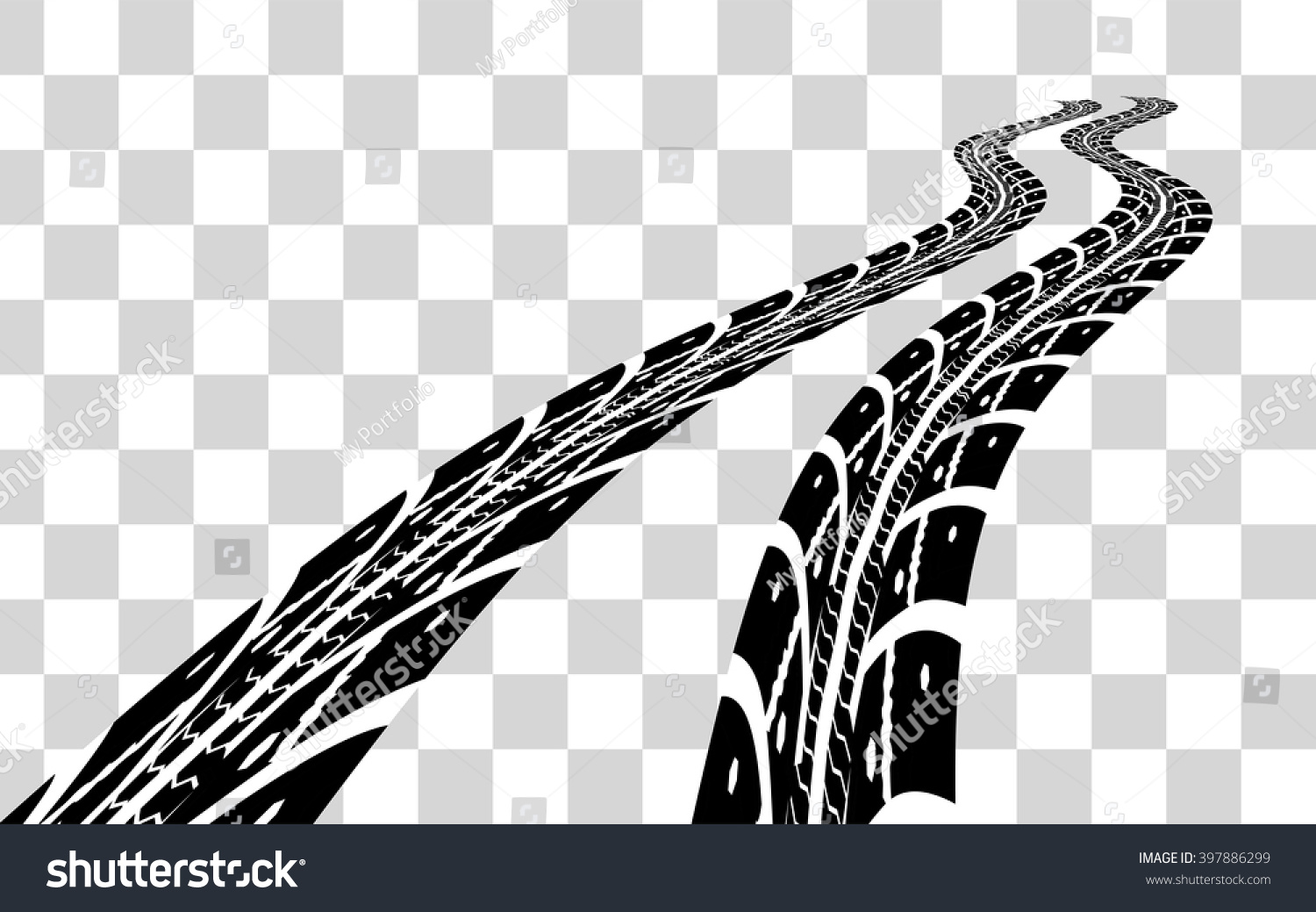 Tire Tracks Vector: vector de stock (libre de regalías) 397886299