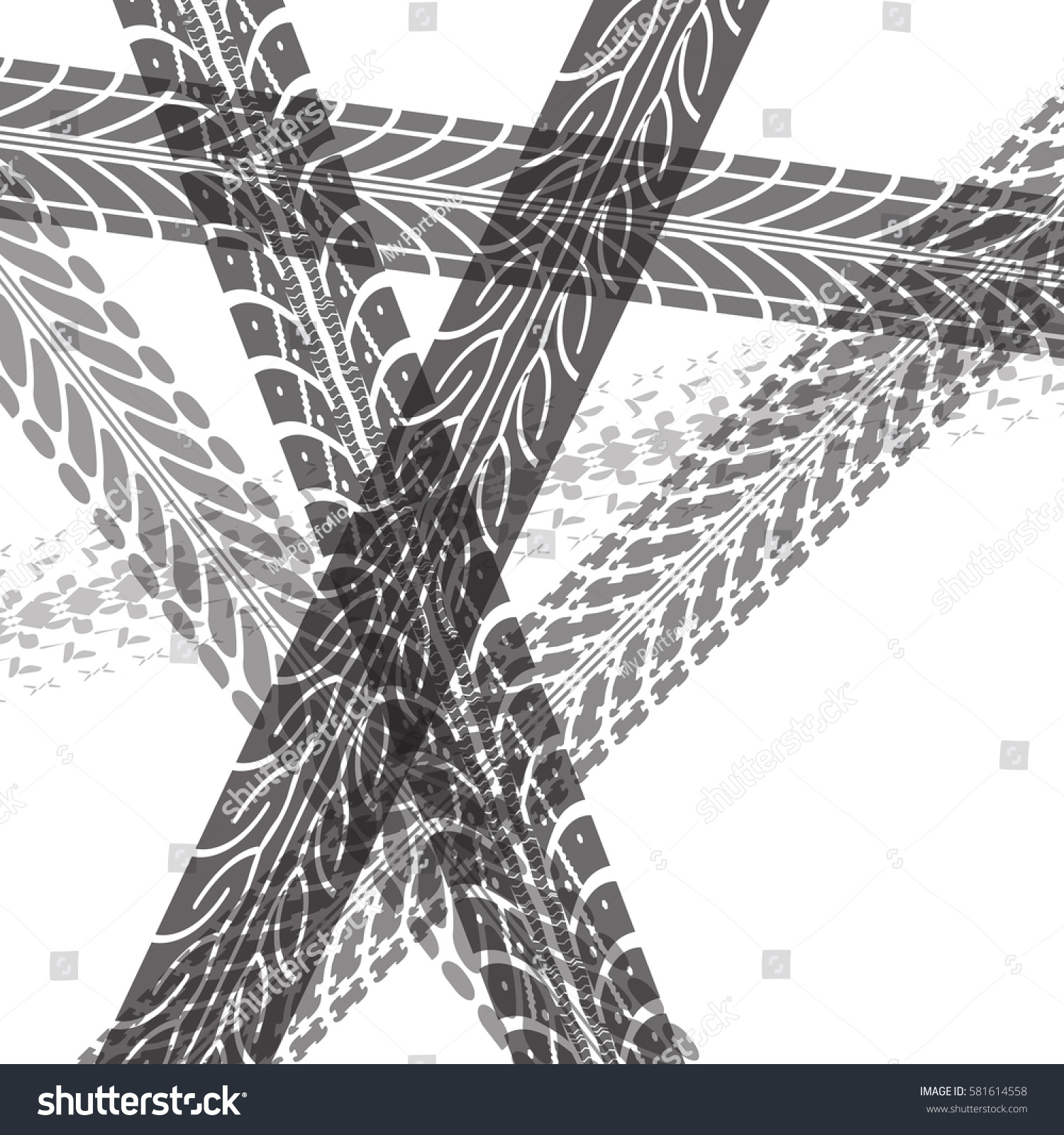 Tire Tracks Vector Stock Vector (Royalty Free) 581614558