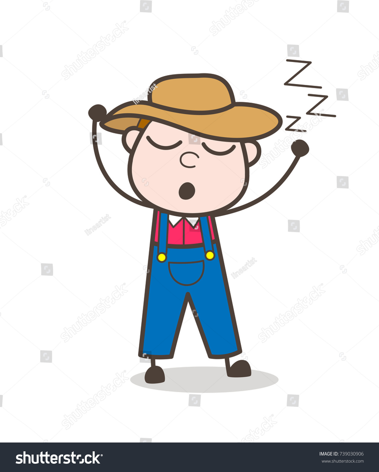 Tired Cartoon Farmer Sleeping Vector Expression Stock Vector (Royalty ...