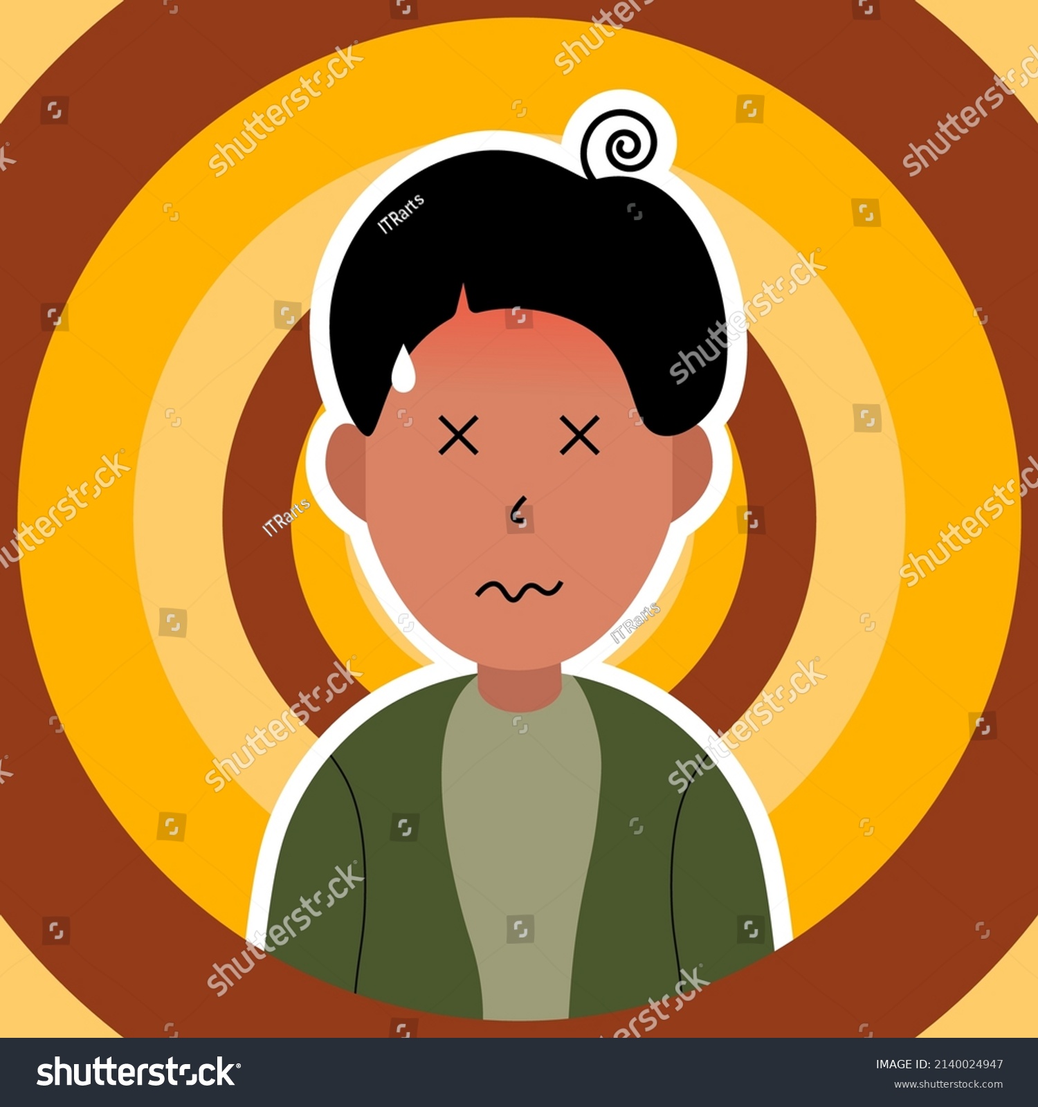 Tired Stressed Dizzy Man Vector Illustration Stock Vector (Royalty Free ...