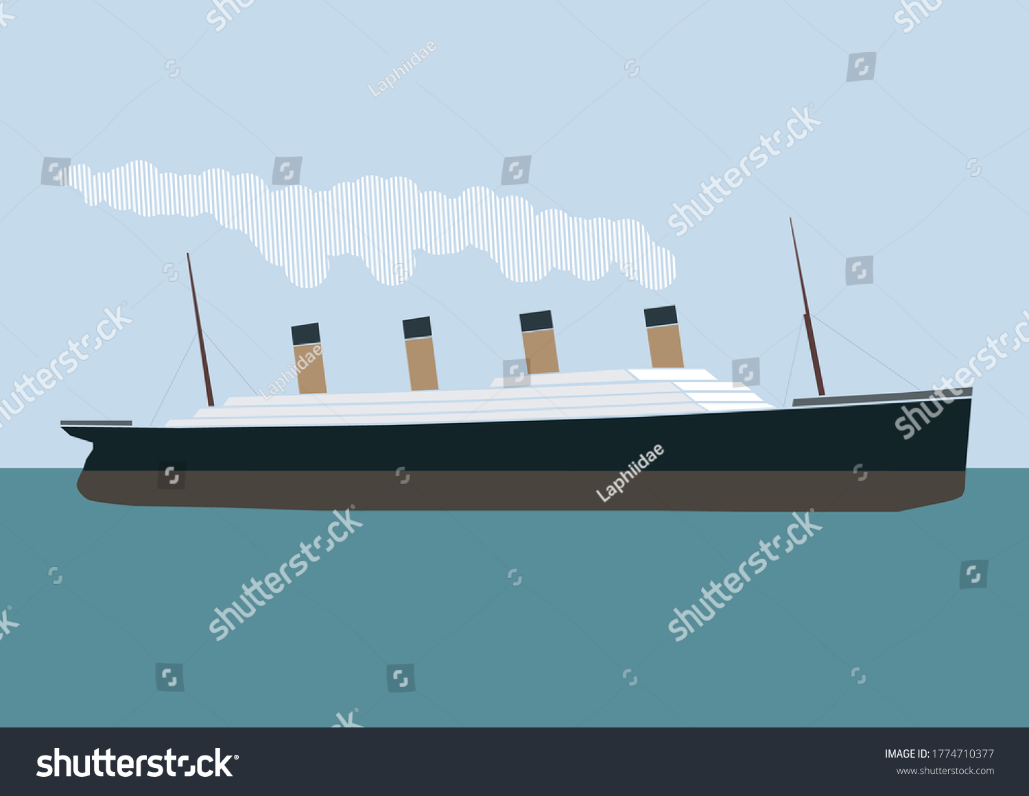 Titanic Ship Vector Graphic Illustration: เวกเตอร์สต็อก (ปลอดค่า ...