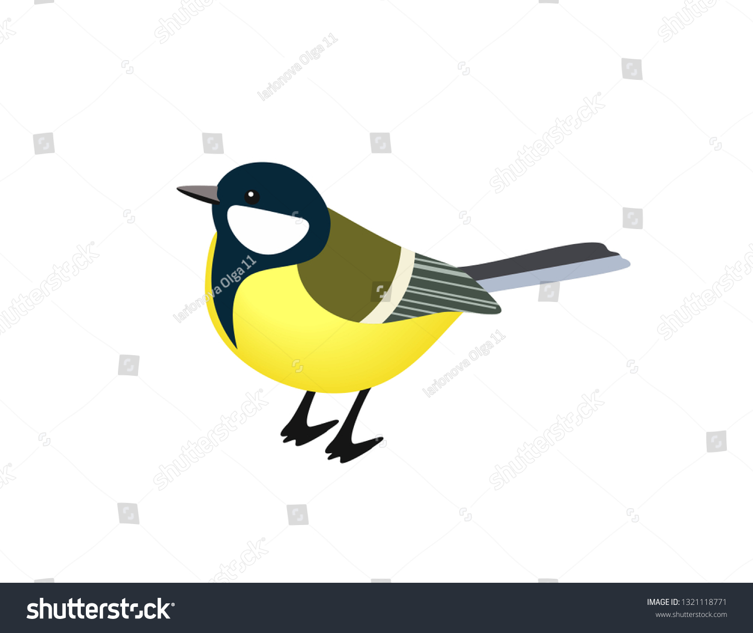 Titmouse Bird On White Background Stock Vector (Royalty Free) 1321118771