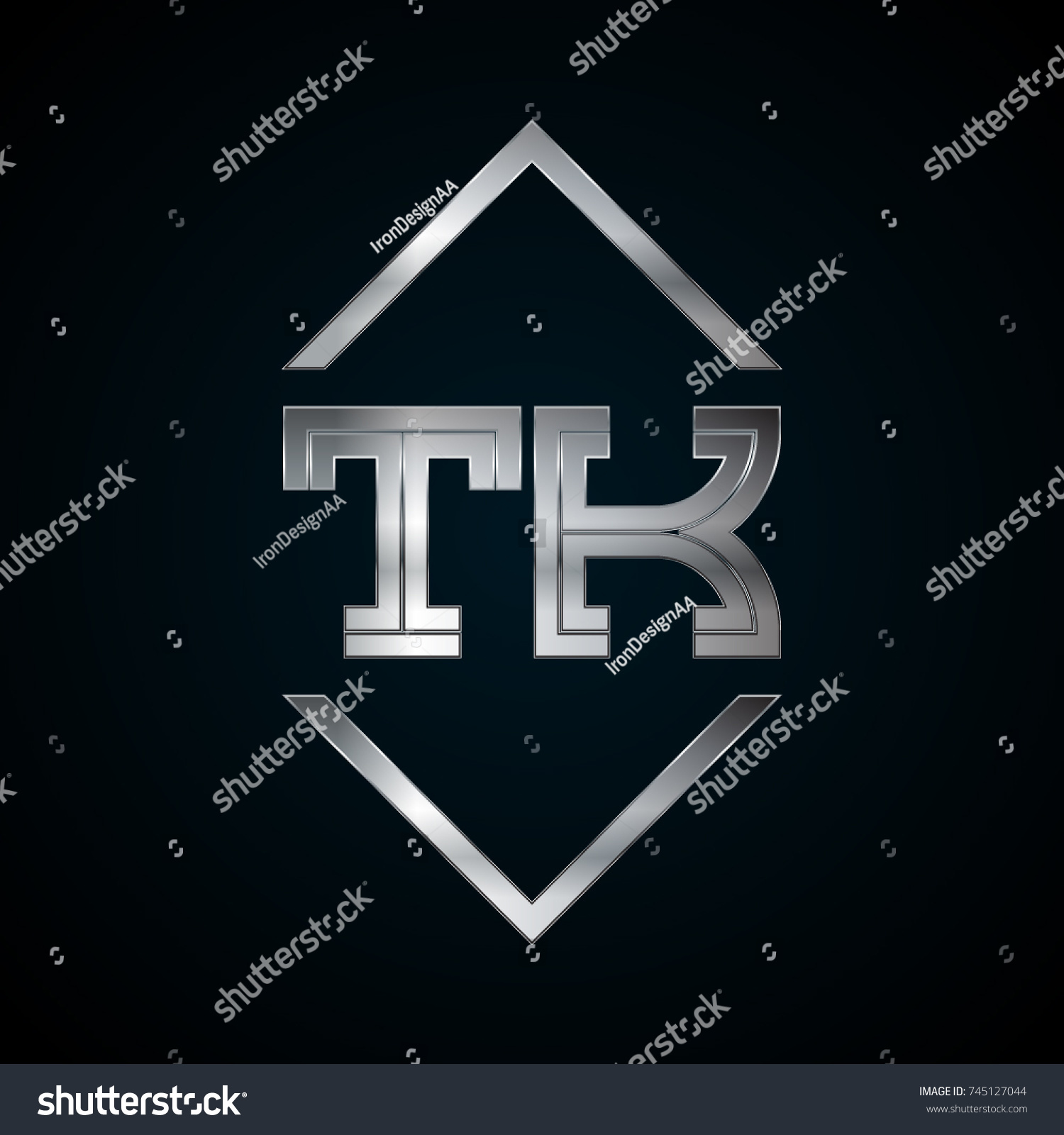 Tk Monogram Metal Logo Silver Logo Stock Vector (Royalty Free ...
