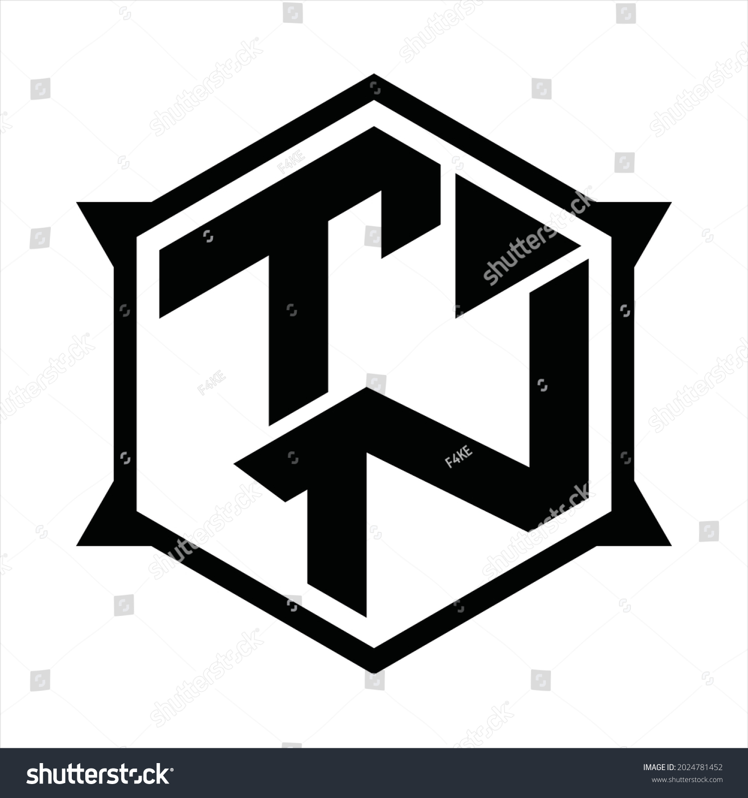 Tn Logo Monogram Hexagon Sharp Shape Stock Vector (Royalty Free ...