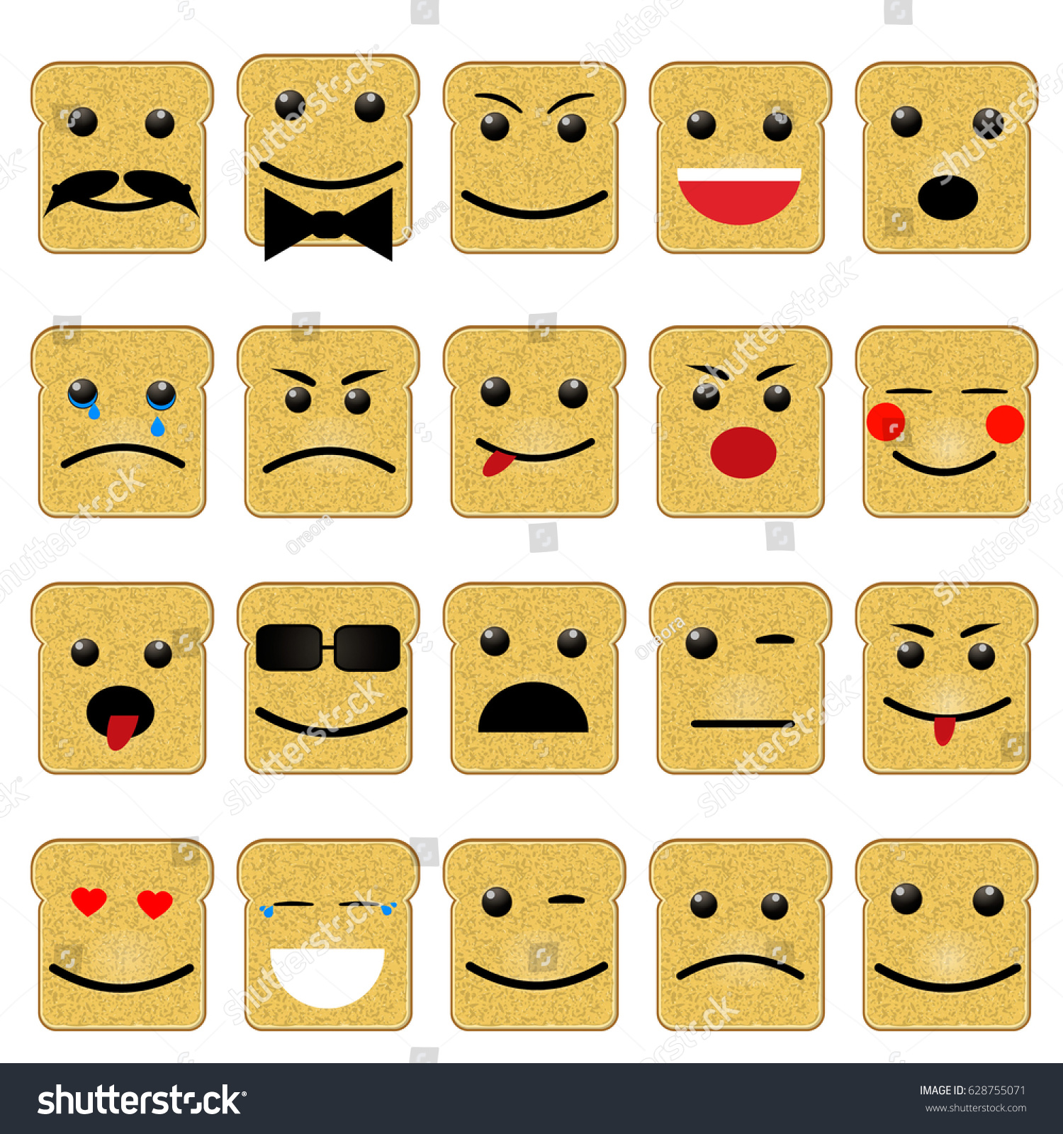 Toast Emoji Set Vector Illustration Stock Vector (Royalty Free) 628755071