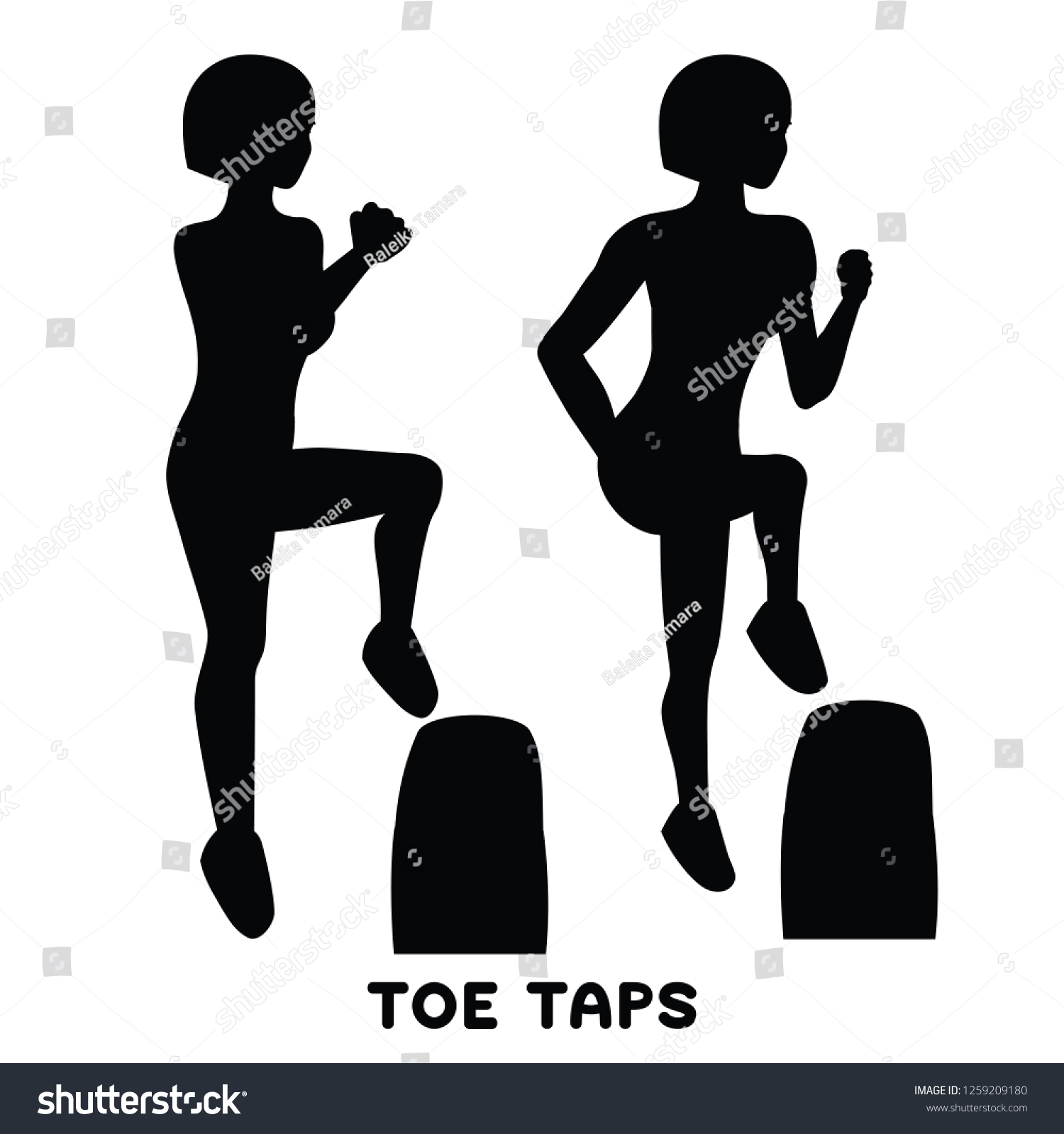 Toe Taps Sport Exersice Silhouettes Woman: vector de stock (libre de ... Toe Taps Sport Exersice Silhouettes Woman: vector de stock (libre de ...