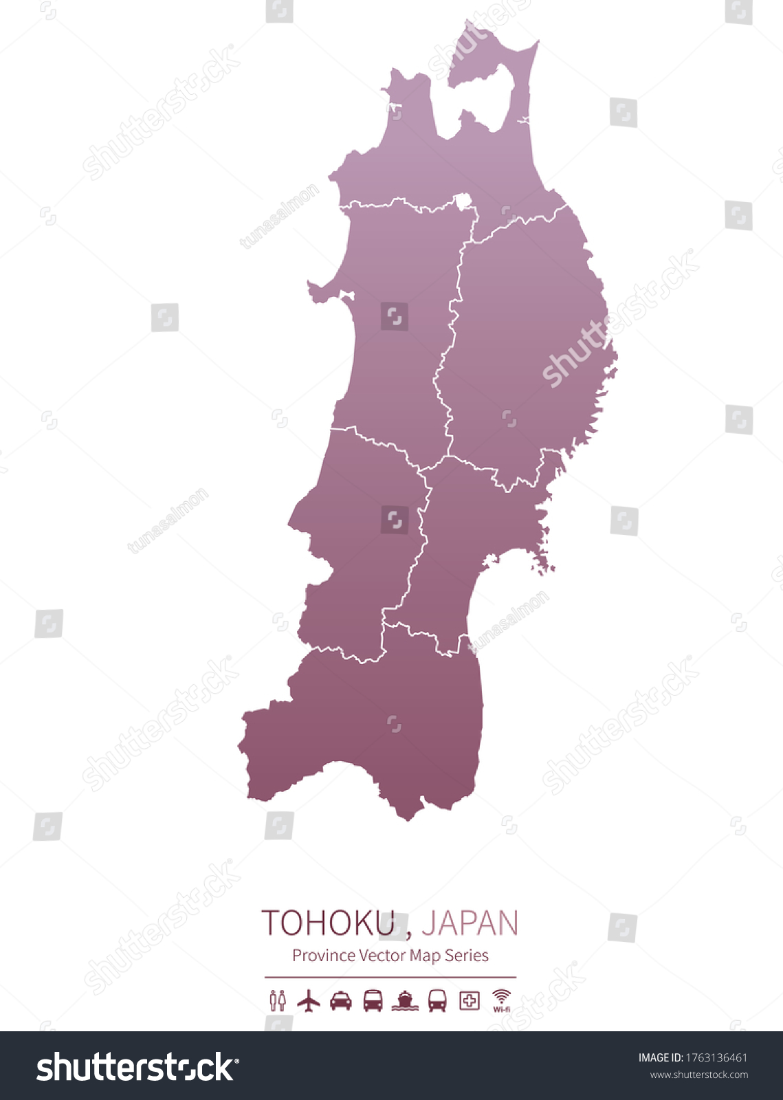 Tohoku Map Japan Provinces Vector Map: เวกเตอร์สต็อก (ปลอดค่าลิขสิทธิ์ ...