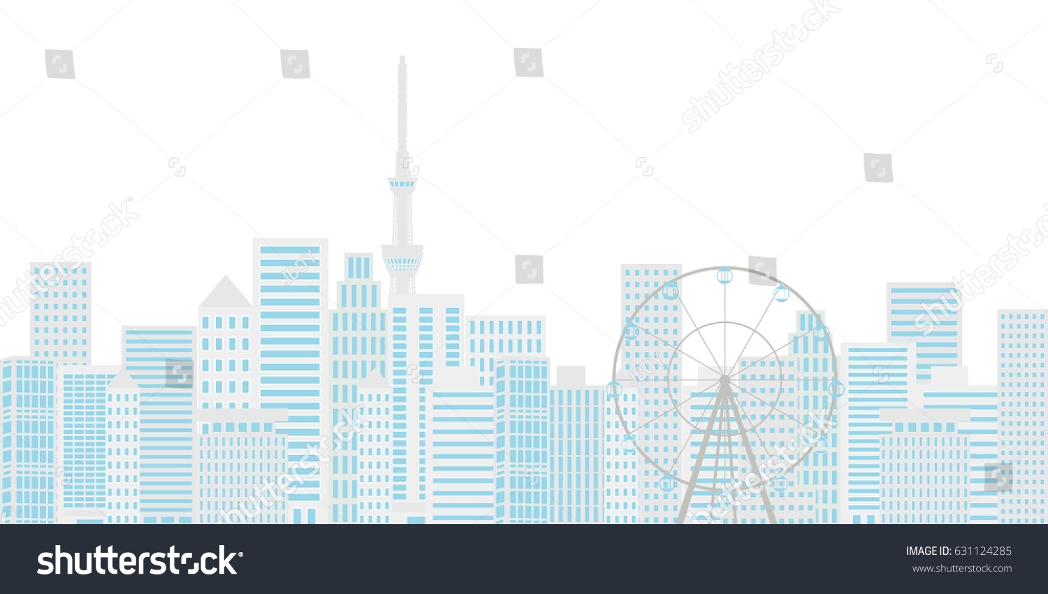 Tokyo Building Scenery Background Stock Vector (Royalty Free) 631124285