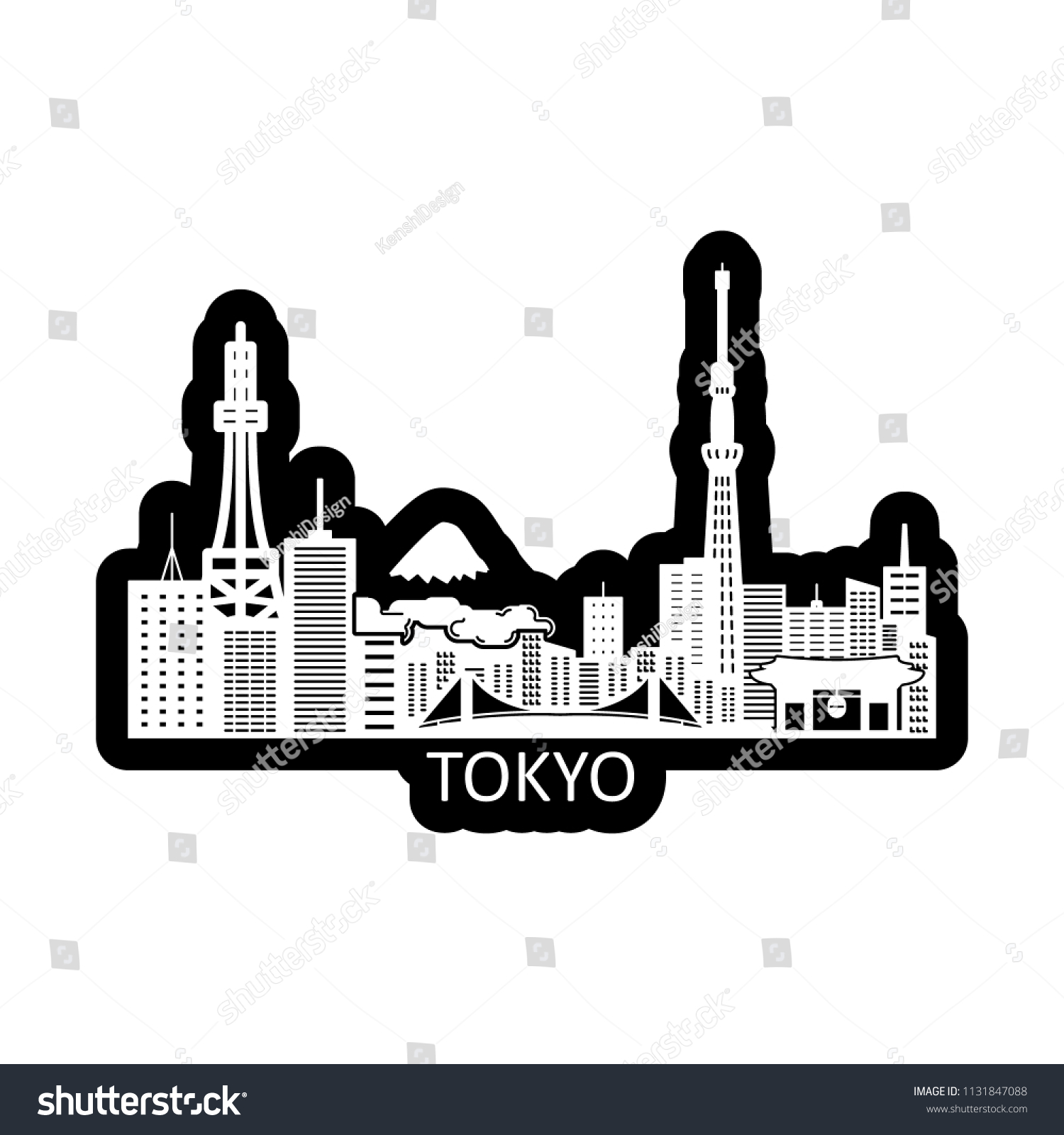 Tokyo Skyline Vector Magnet Design Vector Stock Vector (Royalty Free ...