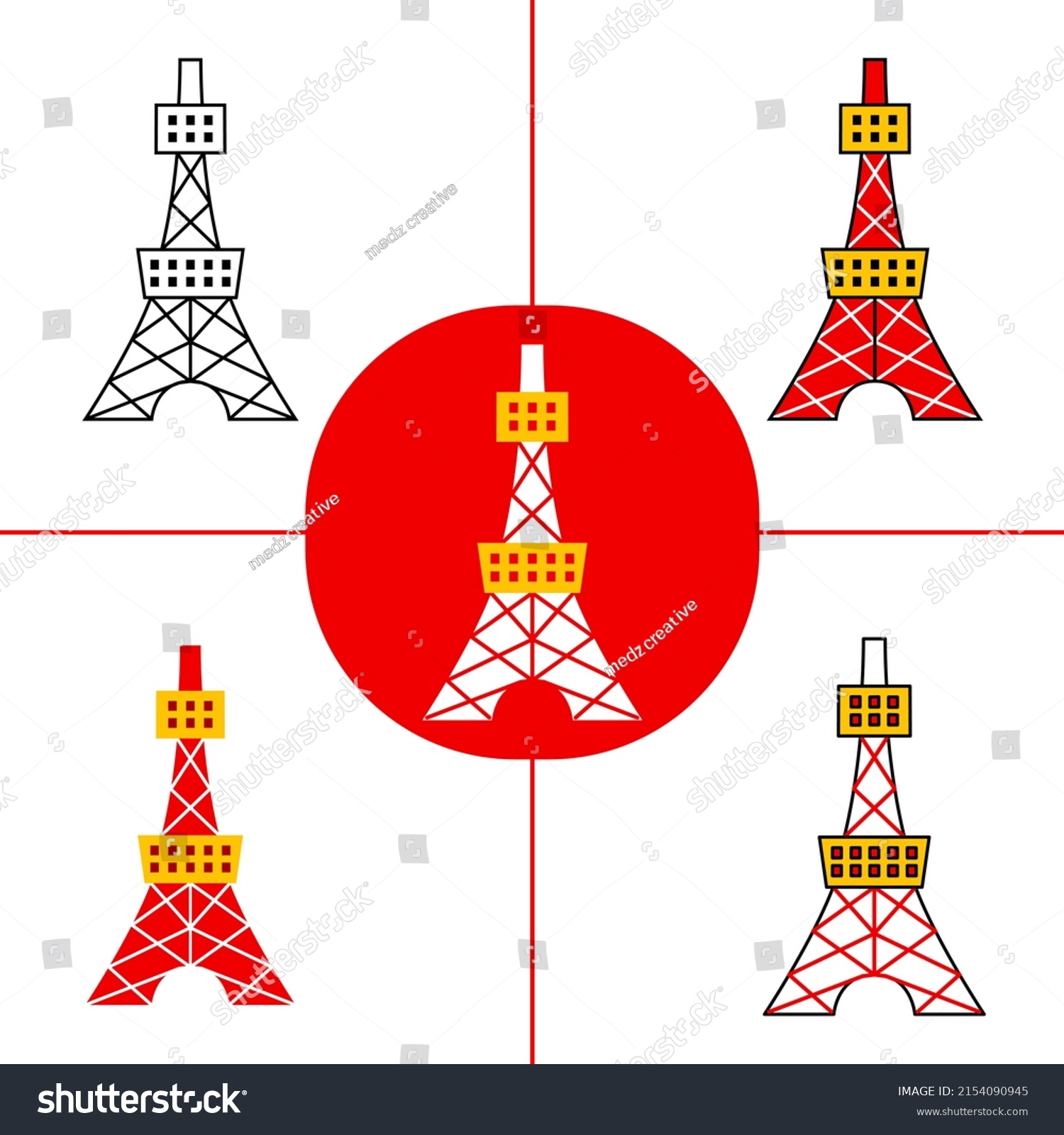 Tokyo Tower Flat Design Style Stock Vector (Royalty Free) 2154090945 ...