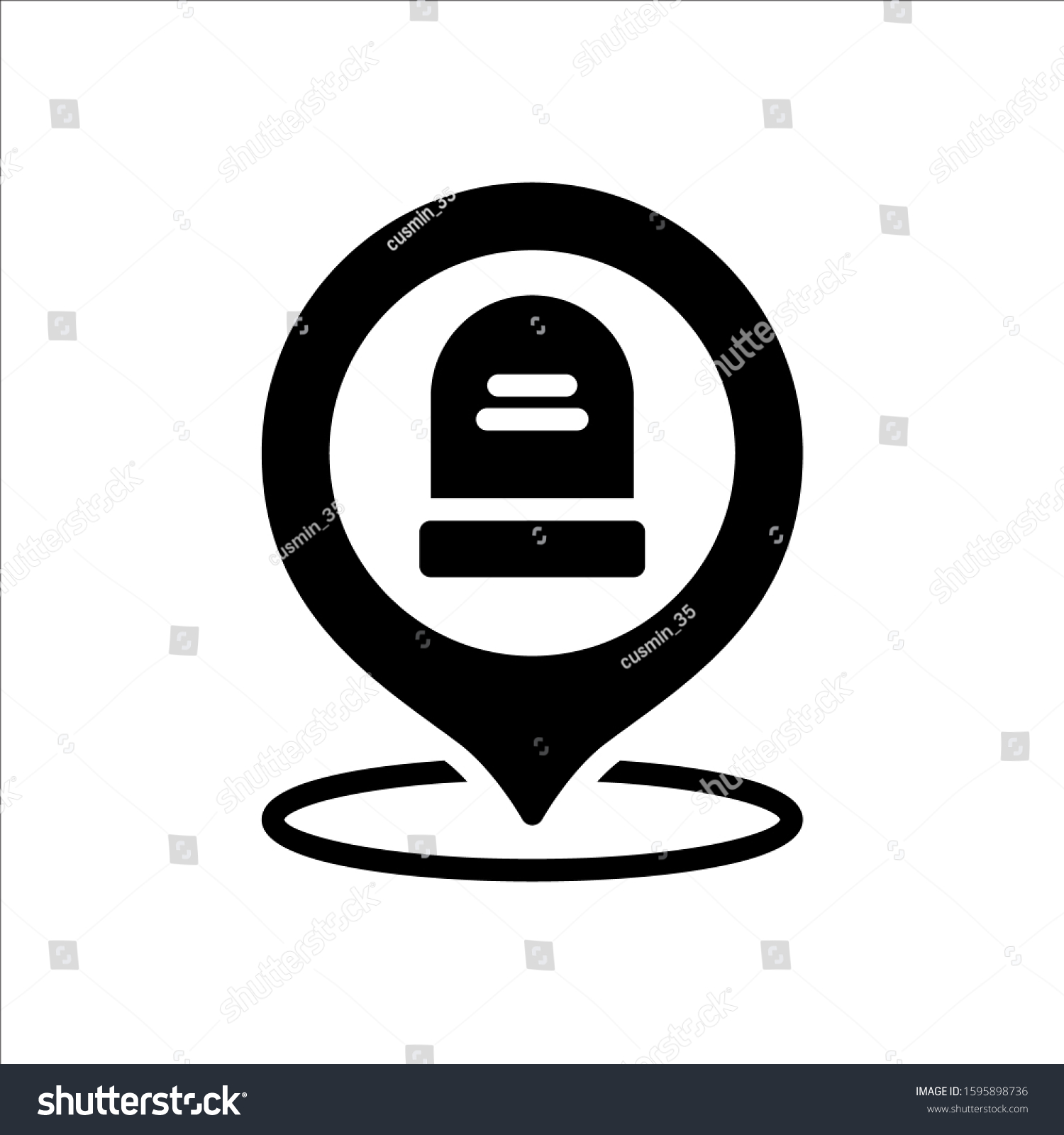 Tomb Location Map Pin Icon Vector Stock Vector (Royalty Free ...