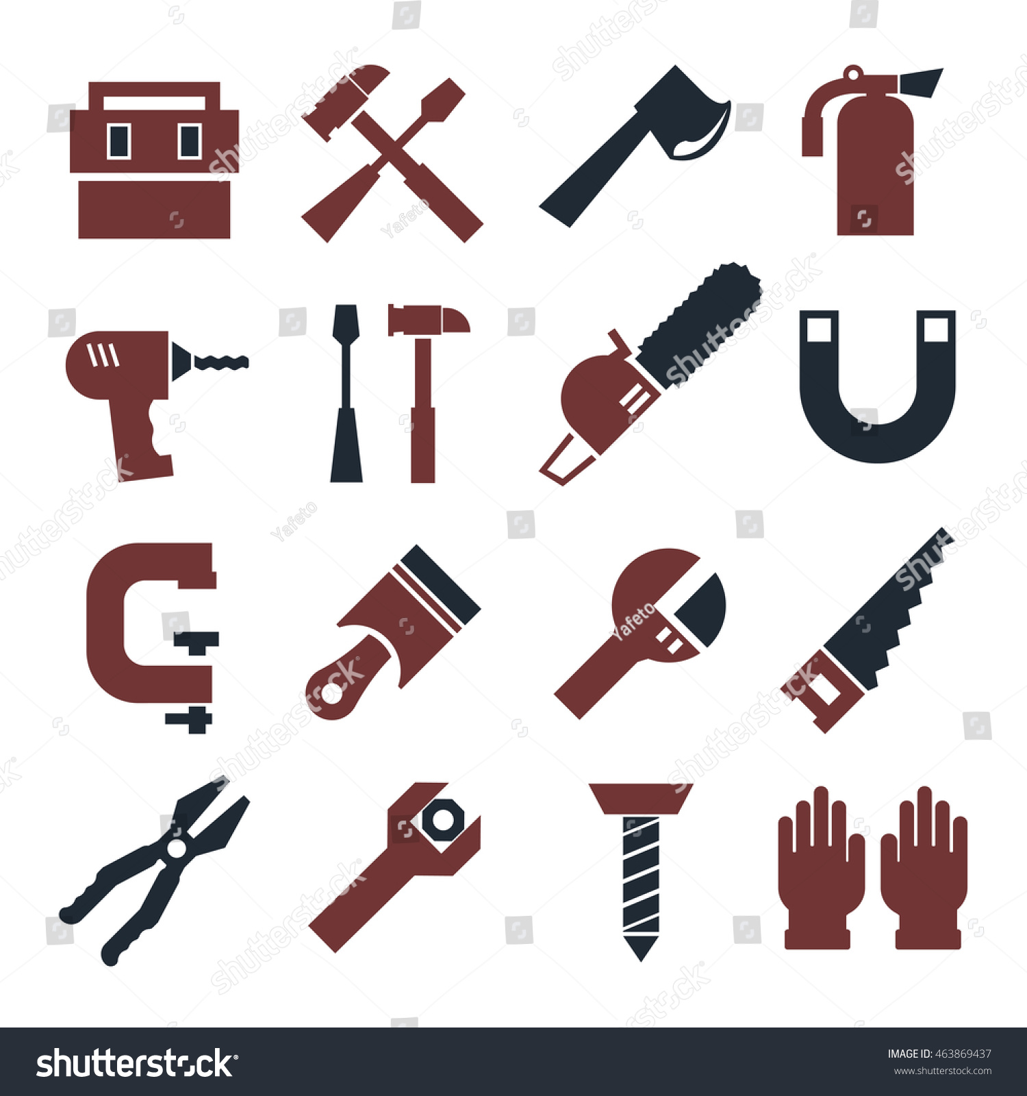Tool Equipment Icon Set Stock Vector (Royalty Free) 463869437