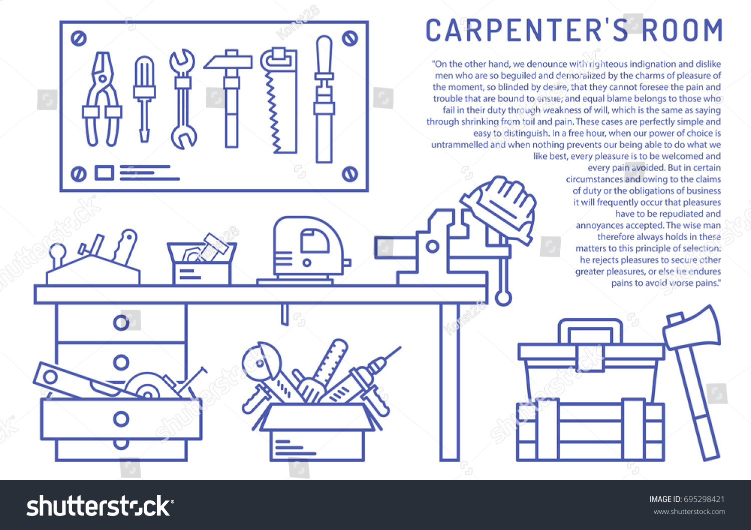 Tool Store Poster Carpenter Room Stock Vector (Royalty Free) 695298421