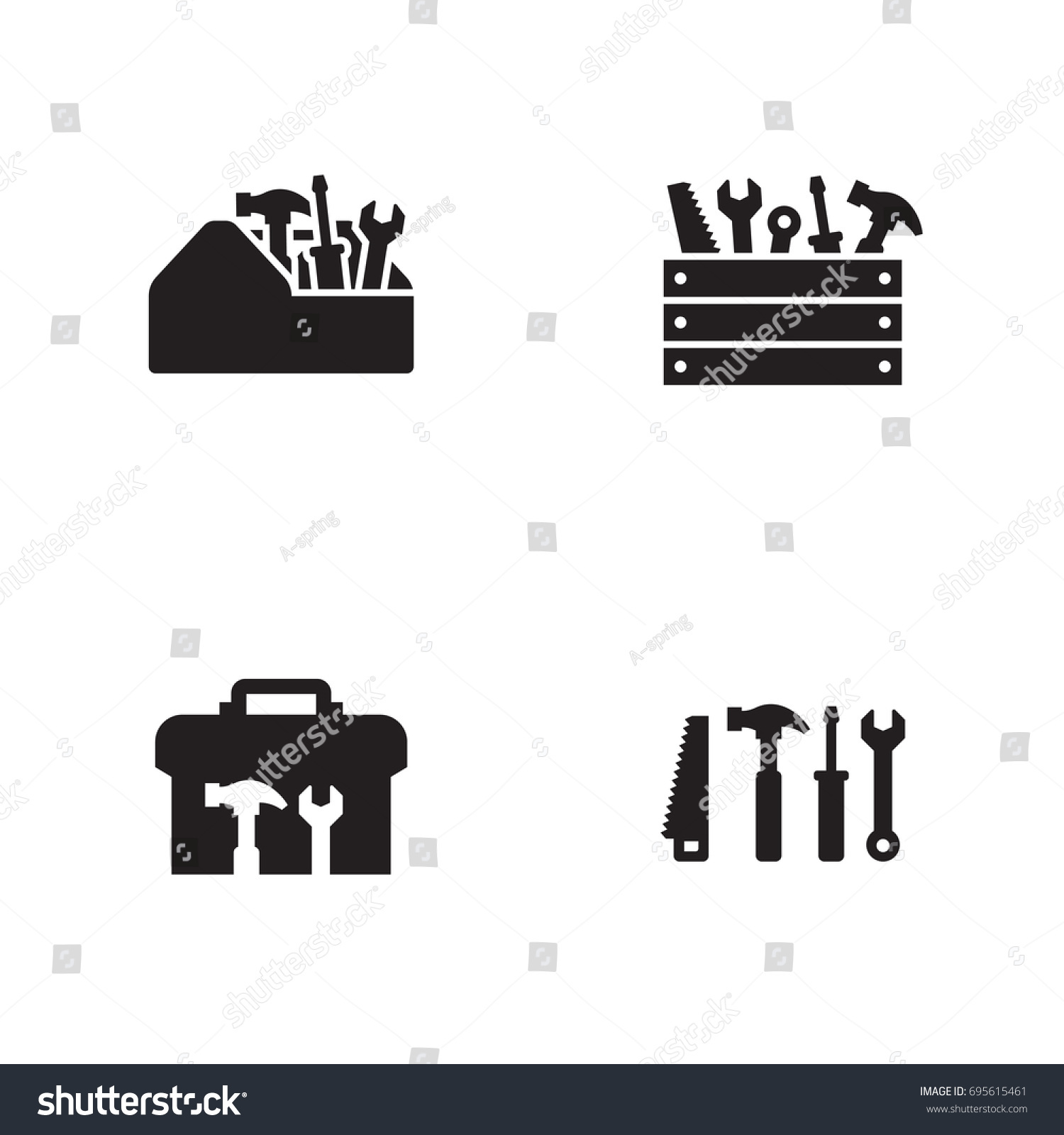 Toolbox Icons Set Black On White Stock Vector (Royalty Free) 695615461 Toolbox Icons Set Black On White Stock Vector (Royalty Free) 695615461