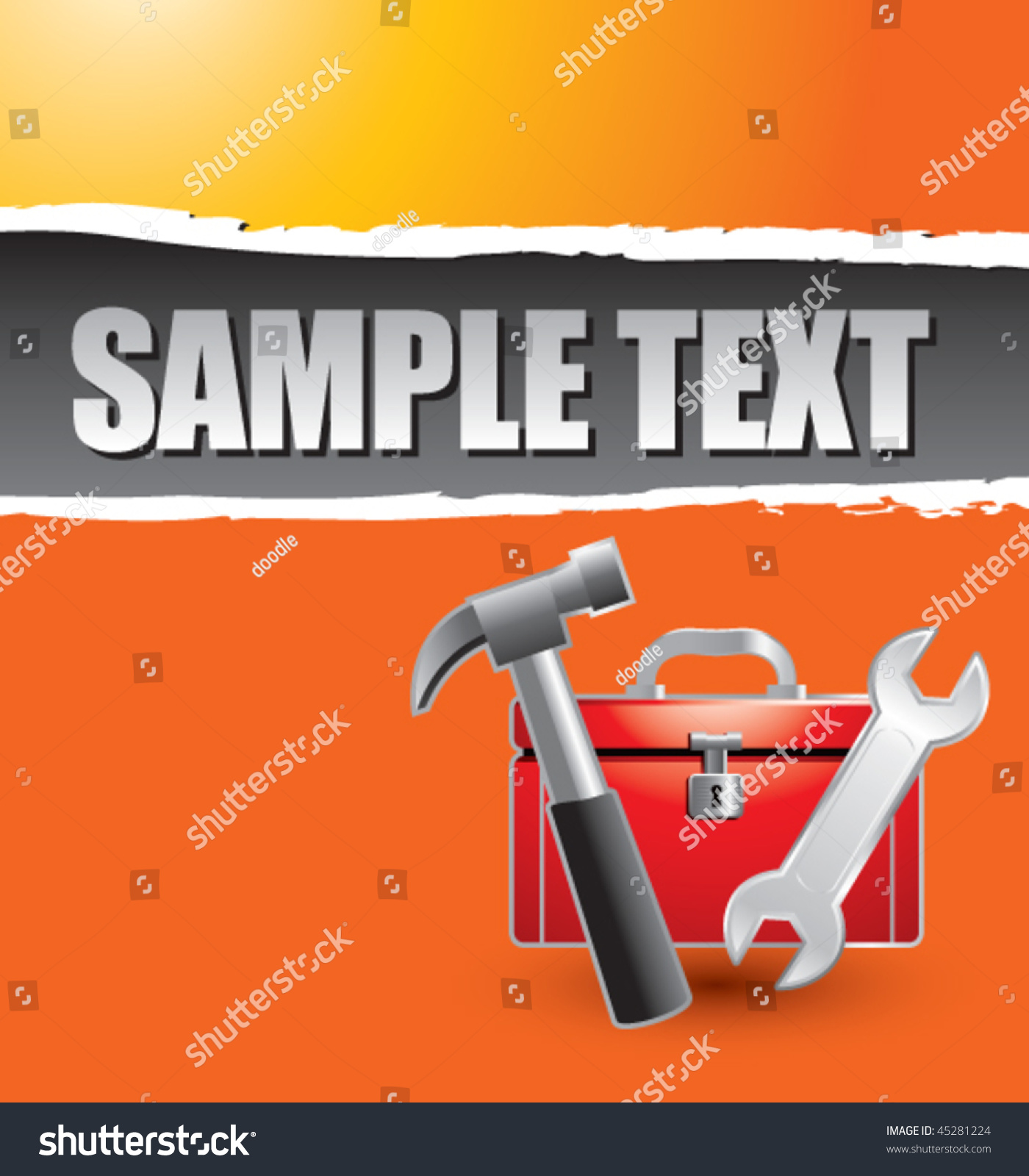 Toolbox Orange Ripped Banner Stock Vector (Royalty Free) 45281224