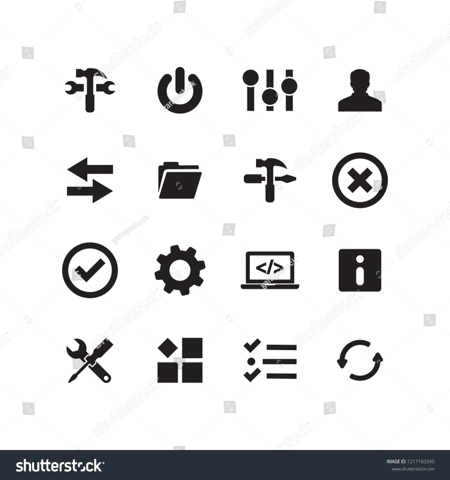 Tools Settings Icon Set Stock Vector (Royalty Free) 1217183395
