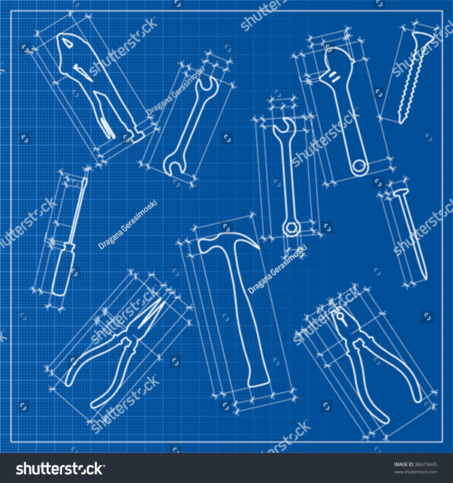 Tools Blueprint Sketch Vector Stock Vector (Royalty Free) 88479445 ...