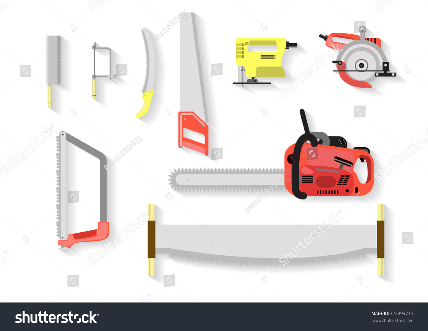Tools Set Saw Tools On White Stock Vector (Royalty Free) 322399715 ...