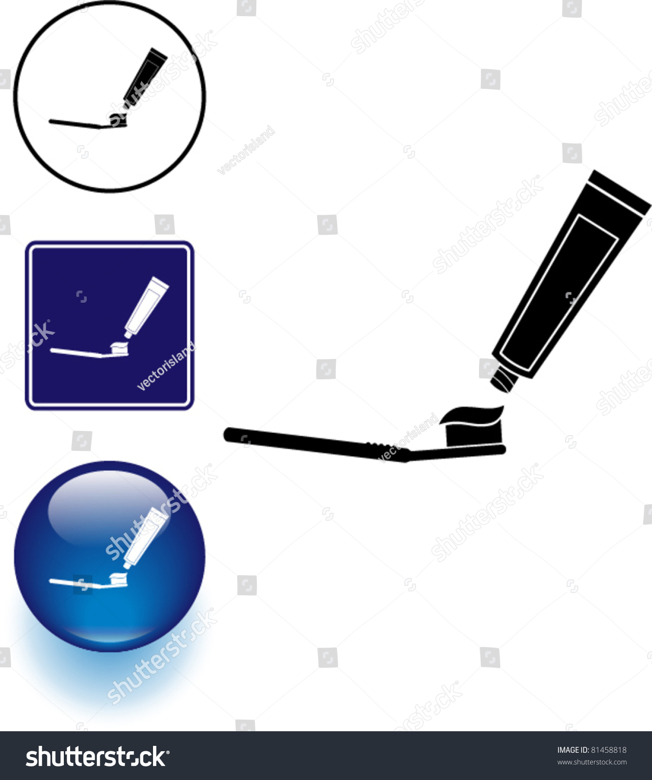 Tooth Brushing Symbol Sign Button Stock Vector (Royalty Free) 81458818