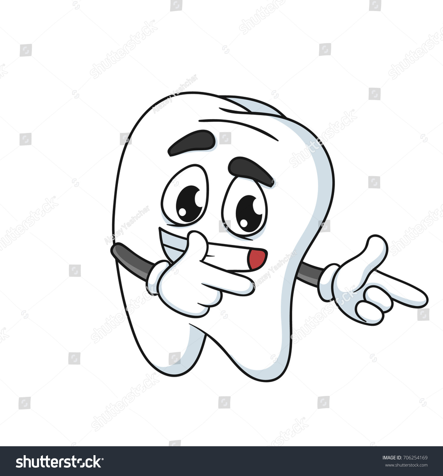 Tooth Cartoon Character Pointing Down Both Stock Vector (Royalty Free ...