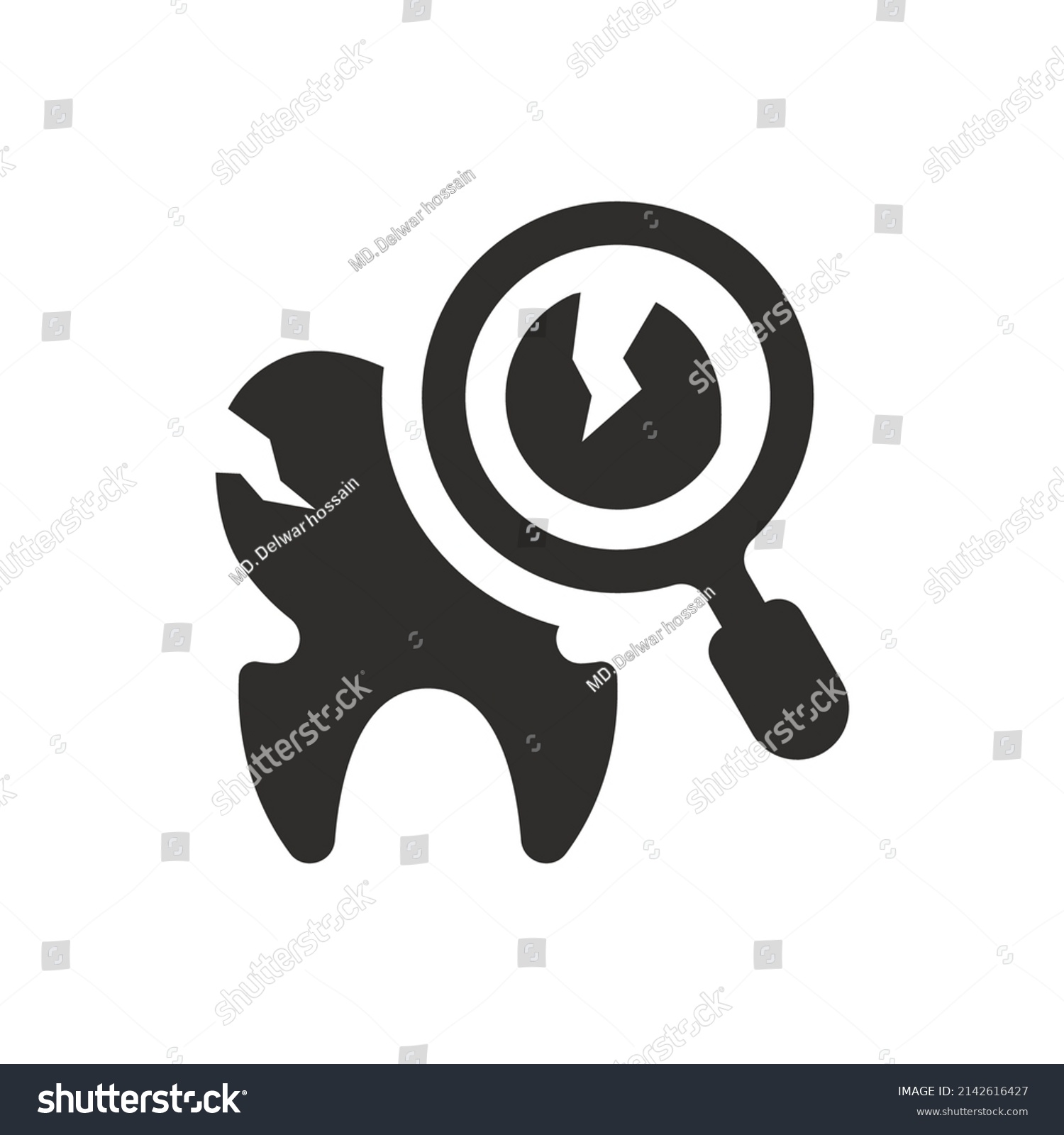 Tooth Decay Icon On White Background Stock Vector (Royalty Free ...