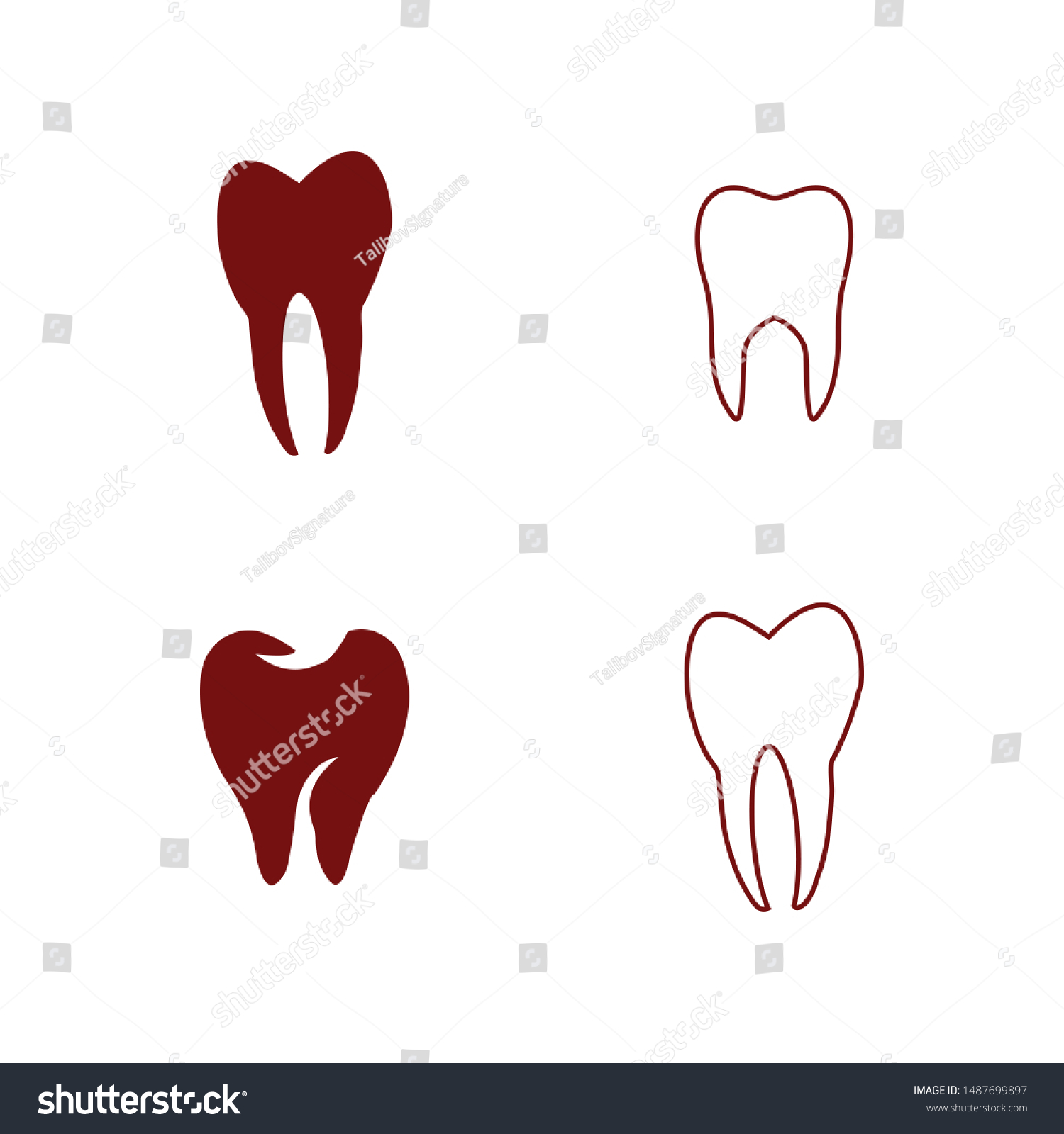 Tooth Icons Set Vector Illustration Organs Stock Vector (Royalty Free ...