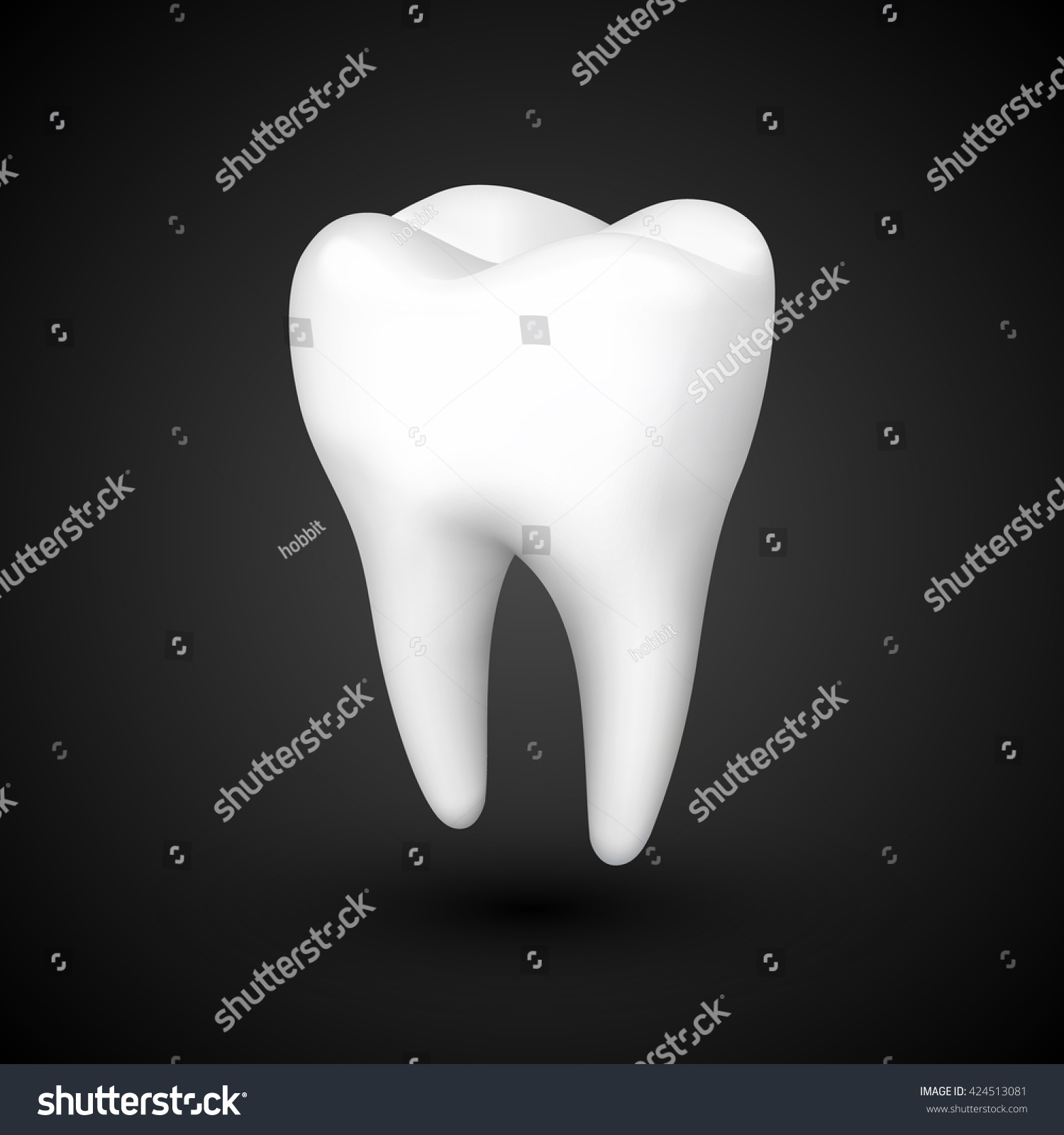 Tooth On Black Background Template Design Stock Vector 424513081 ...