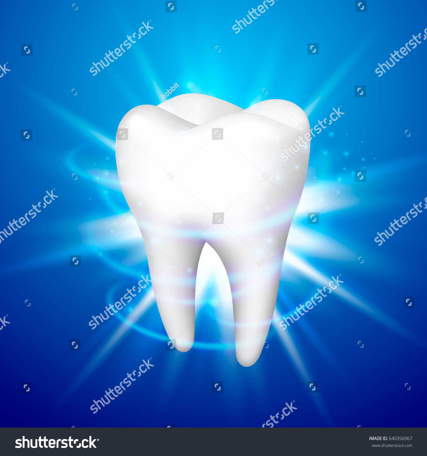 Tooth On Blue Background Template Design Stock Vector (Royalty Free ...