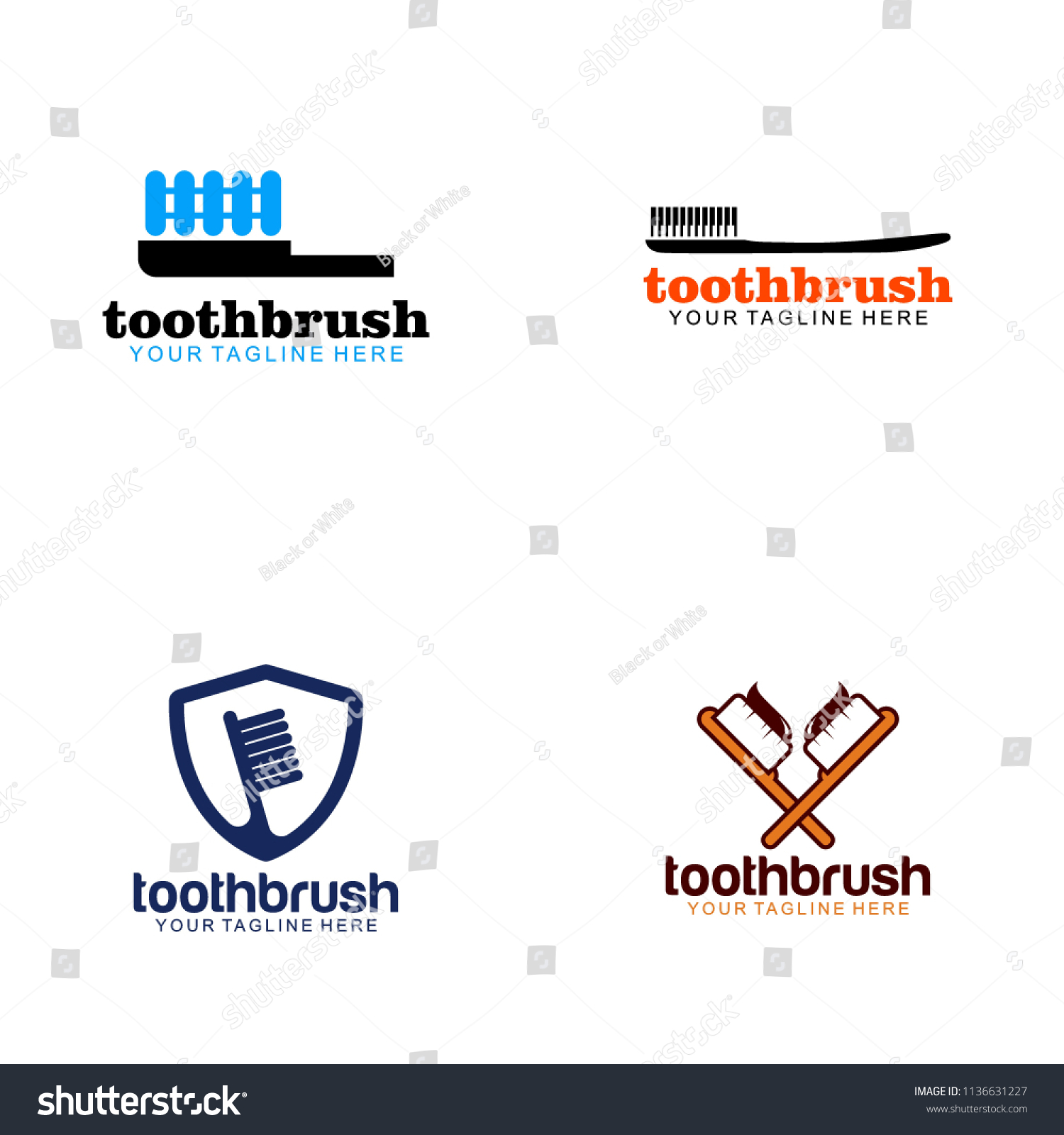 Toothbrush Logo Design Stock Vector (Royalty Free) 1136631227