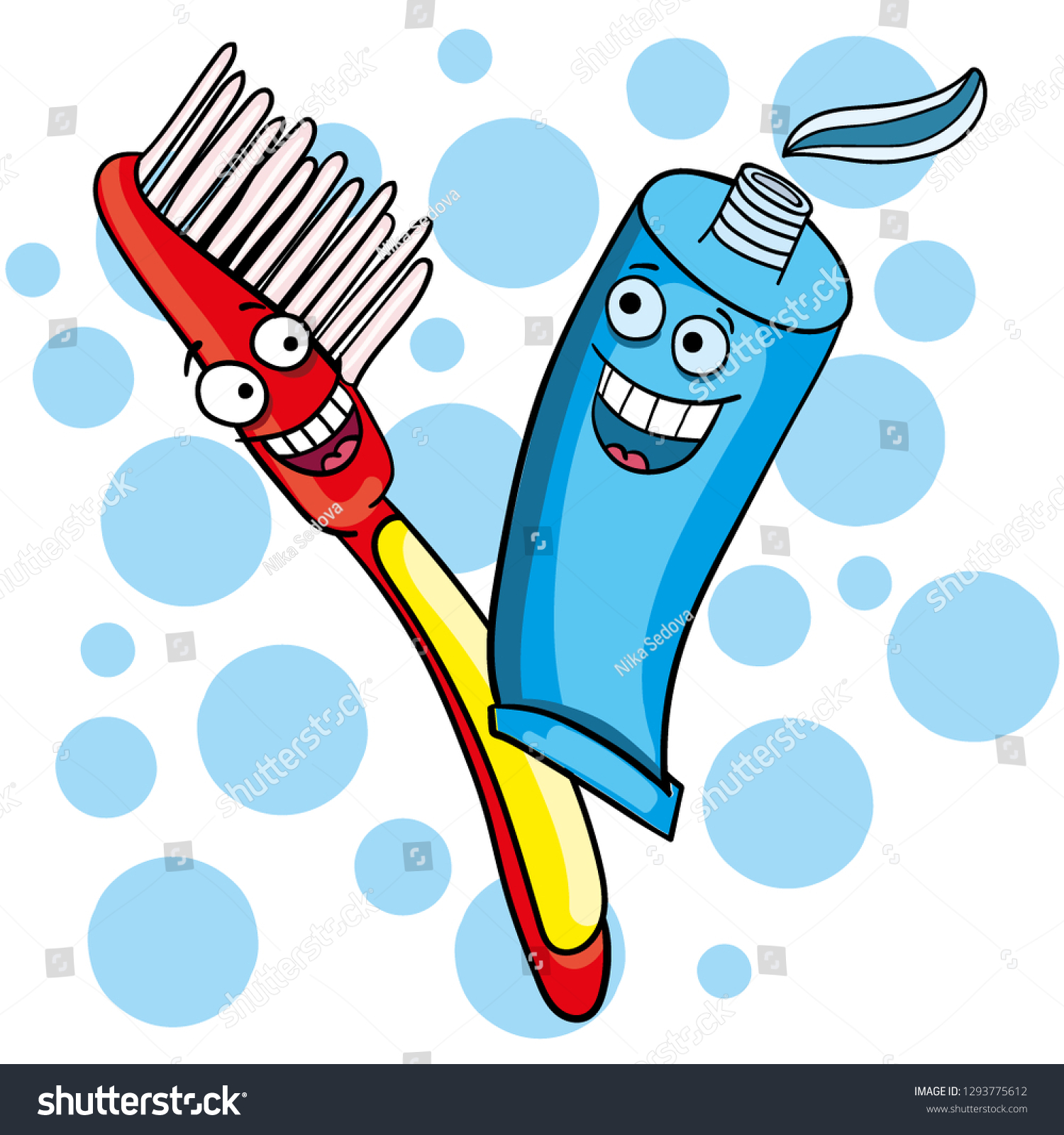 Toothpaste Toothbrush Vector Characters Emoji: เวกเตอร์สต็อก (ปลอดค่า ...