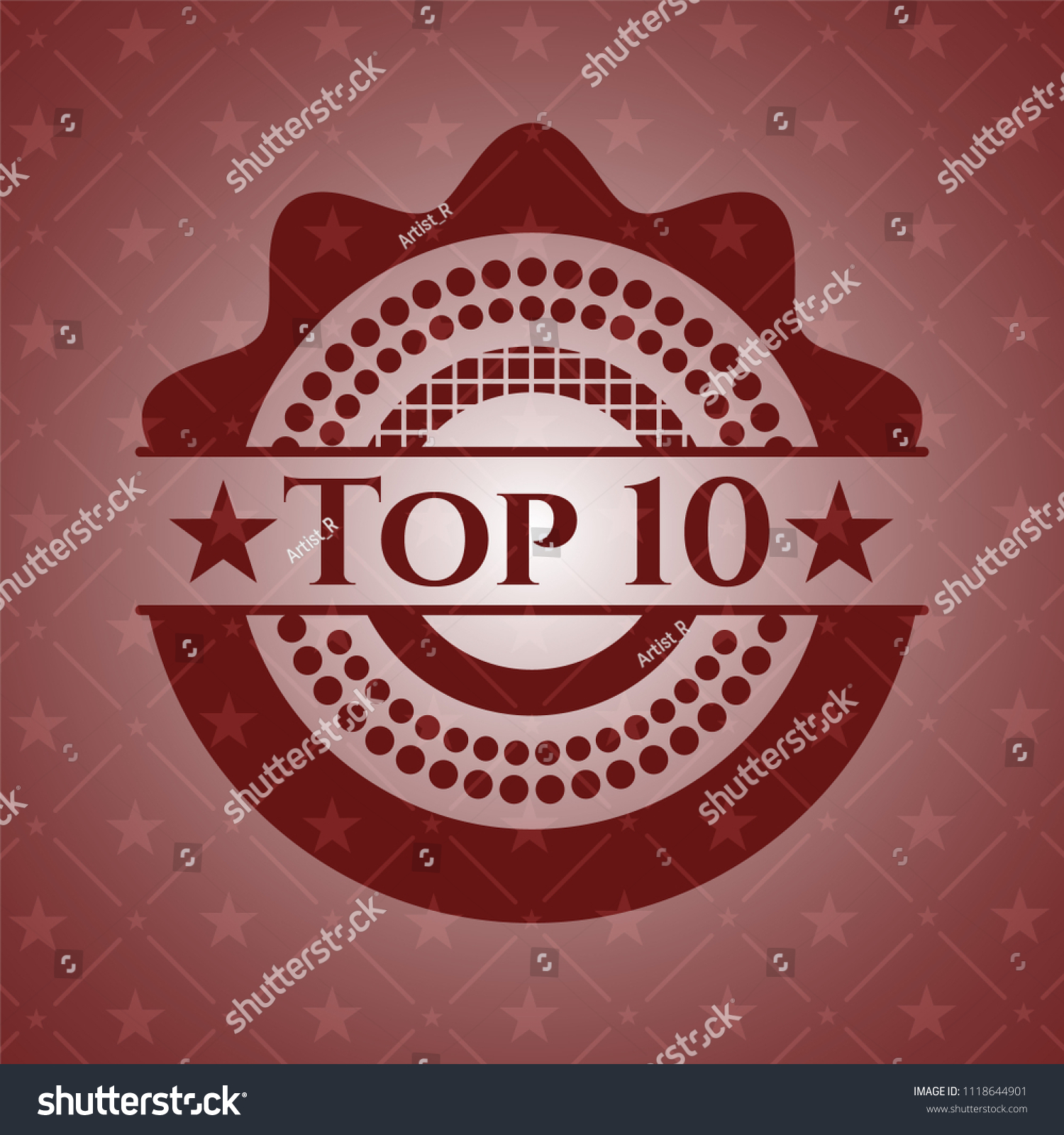 Top 10 Badge Red Background Stock Vector (Royalty Free) 1118644901