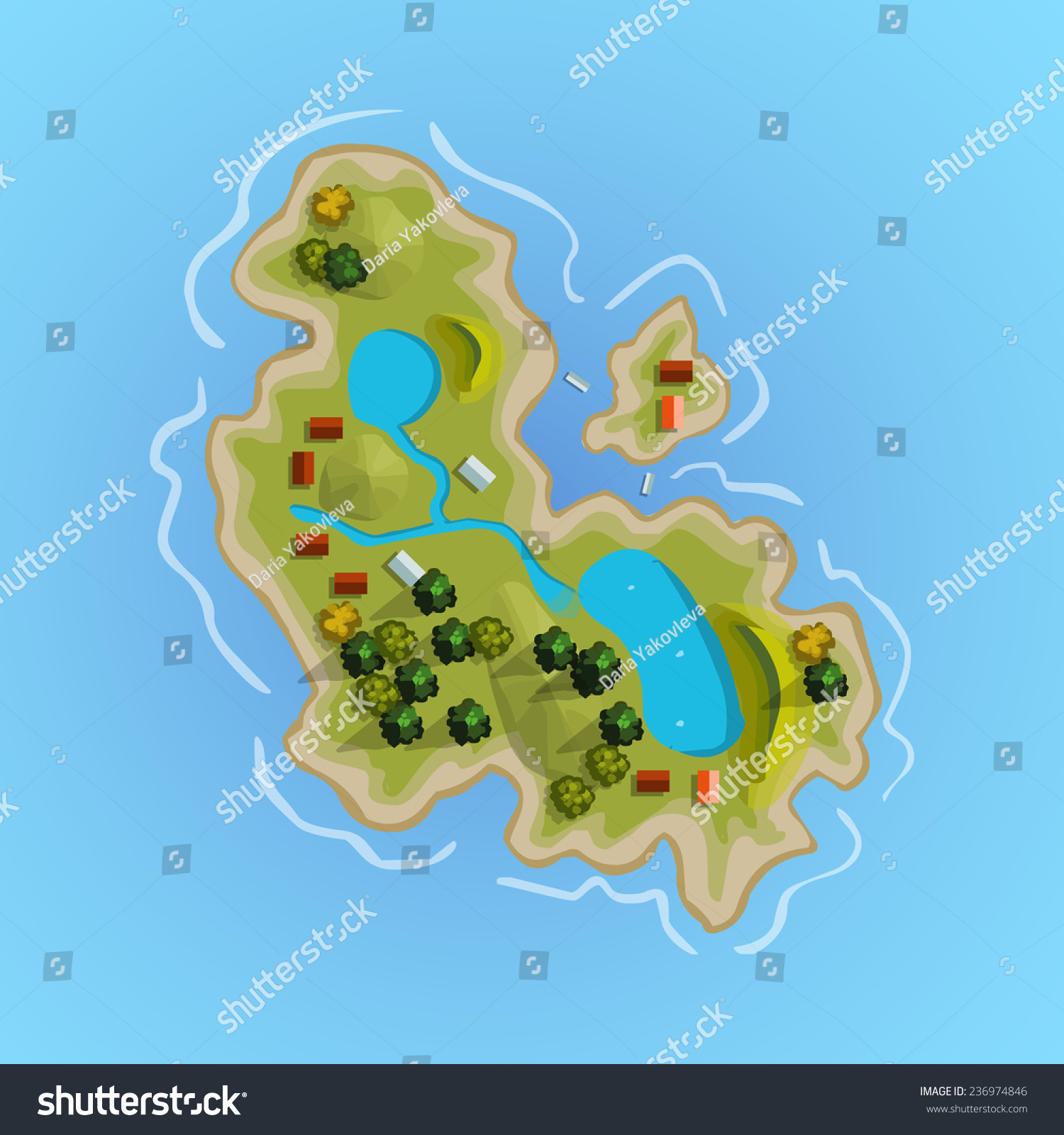 Top View Island Sprite Vector Game: стоковая векторная графика (без ...