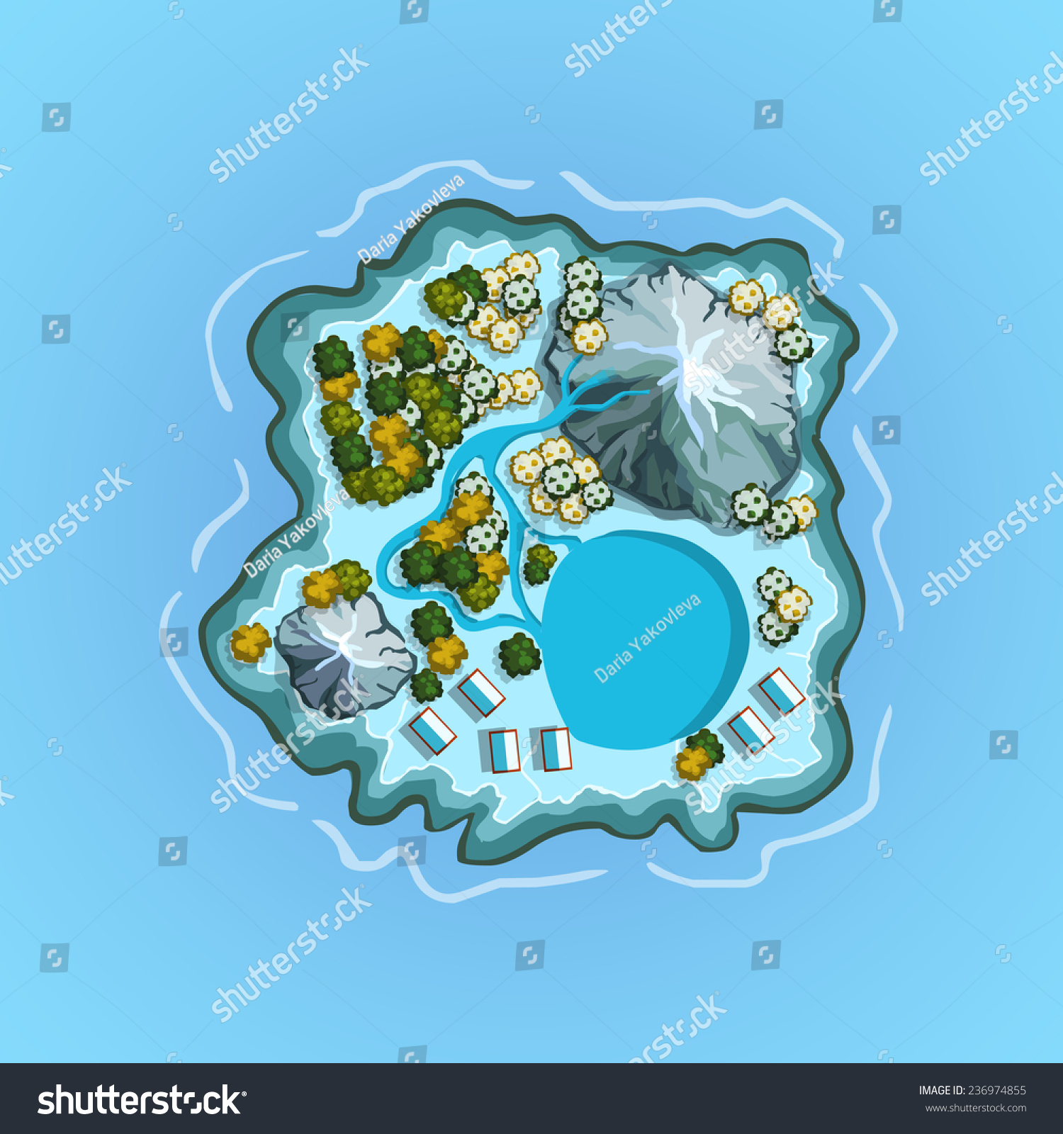 Top View Island Sprite Vector Game Stock Vector (Royalty Free) 236974855